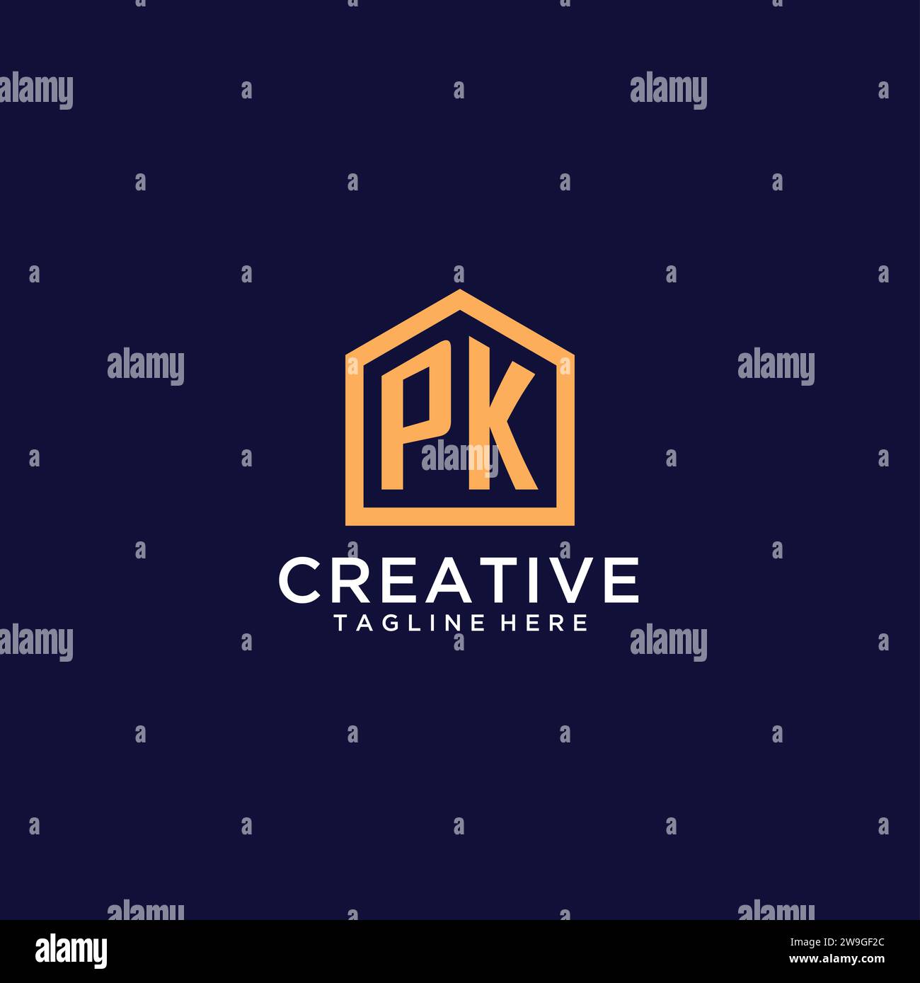 Initial PK logo with abstract home shape, modern minimalist realty logo design ideas vector ...