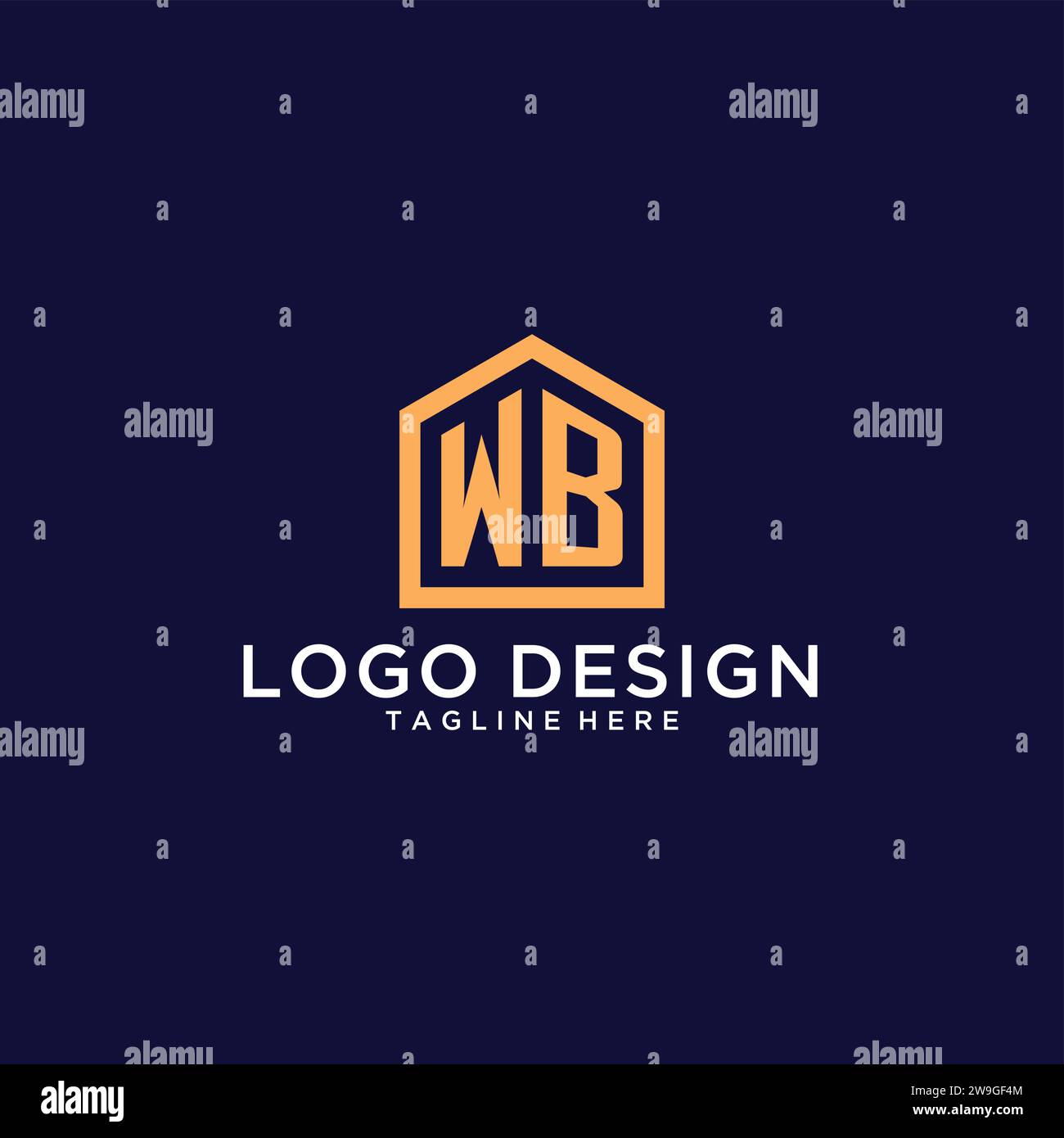Initial WB logo with abstract home shape, modern minimalist realty logo ...