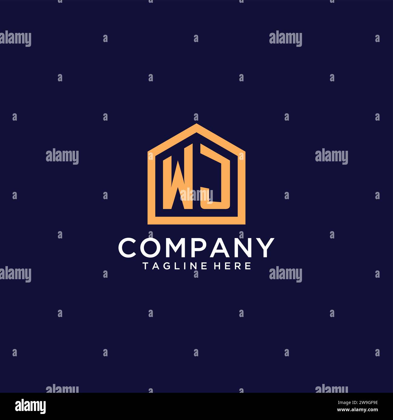 Initial WJ logo with abstract home shape, modern minimalist realty logo ...