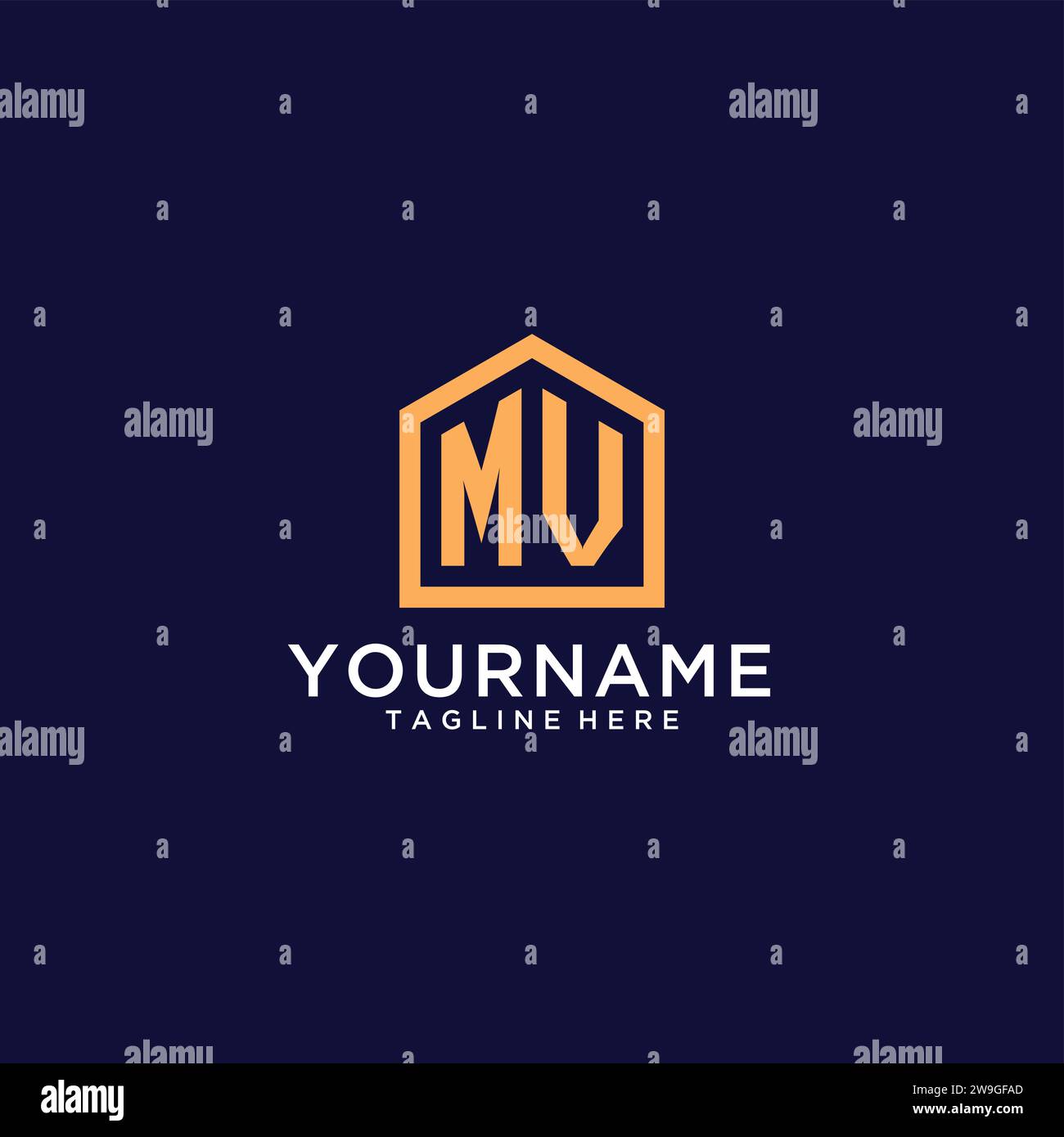 Initial MV logo with abstract home shape, modern minimalist realty logo ...