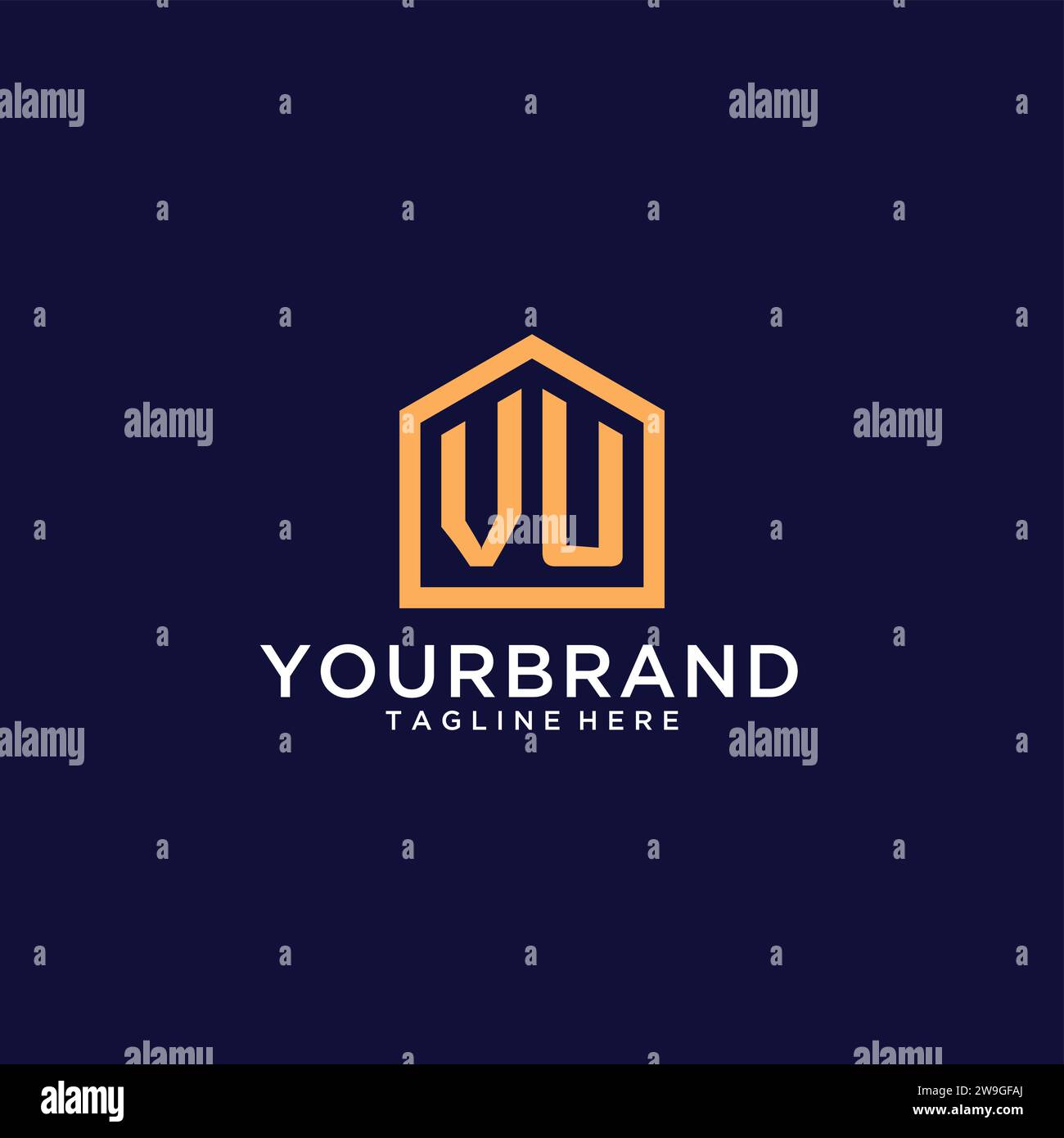 Initial VU logo with abstract home shape, modern minimalist realty logo ...