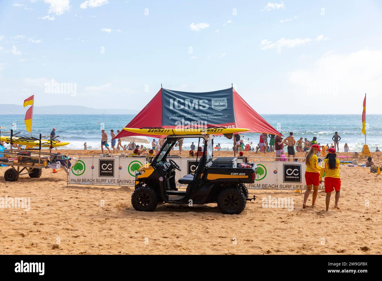 Palm Beach in Sydney, summers day in 2023, surf rescue patrol on the ...