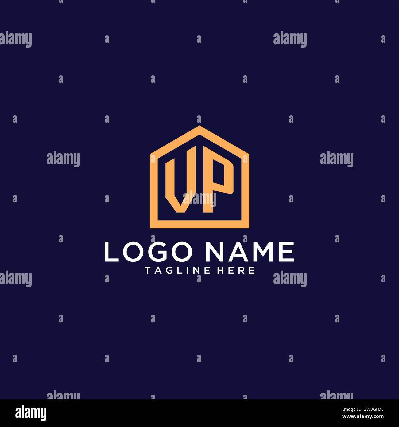 Initial VP logo with abstract home shape, modern minimalist realty logo ...