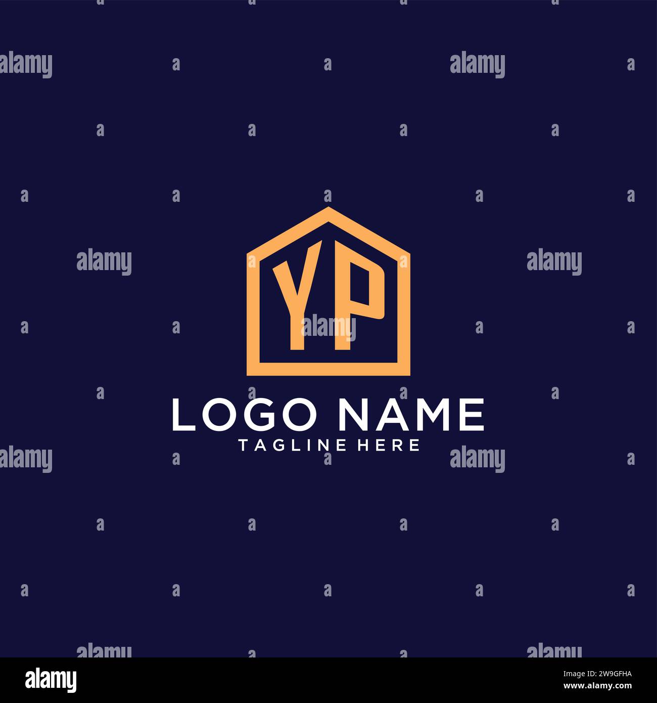 Initial YP logo with abstract home shape, modern minimalist realty logo ...
