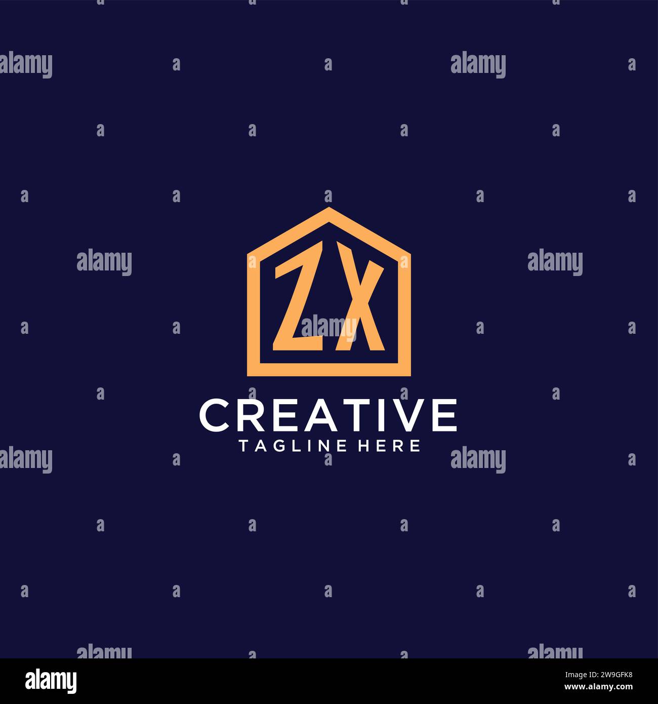 Initial ZX logo with abstract home shape, modern minimalist realty logo ...