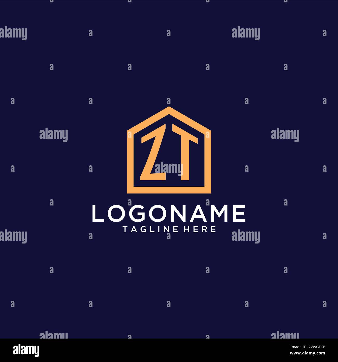 Initial ZT logo with abstract home shape, modern minimalist realty logo design ideas vector ...