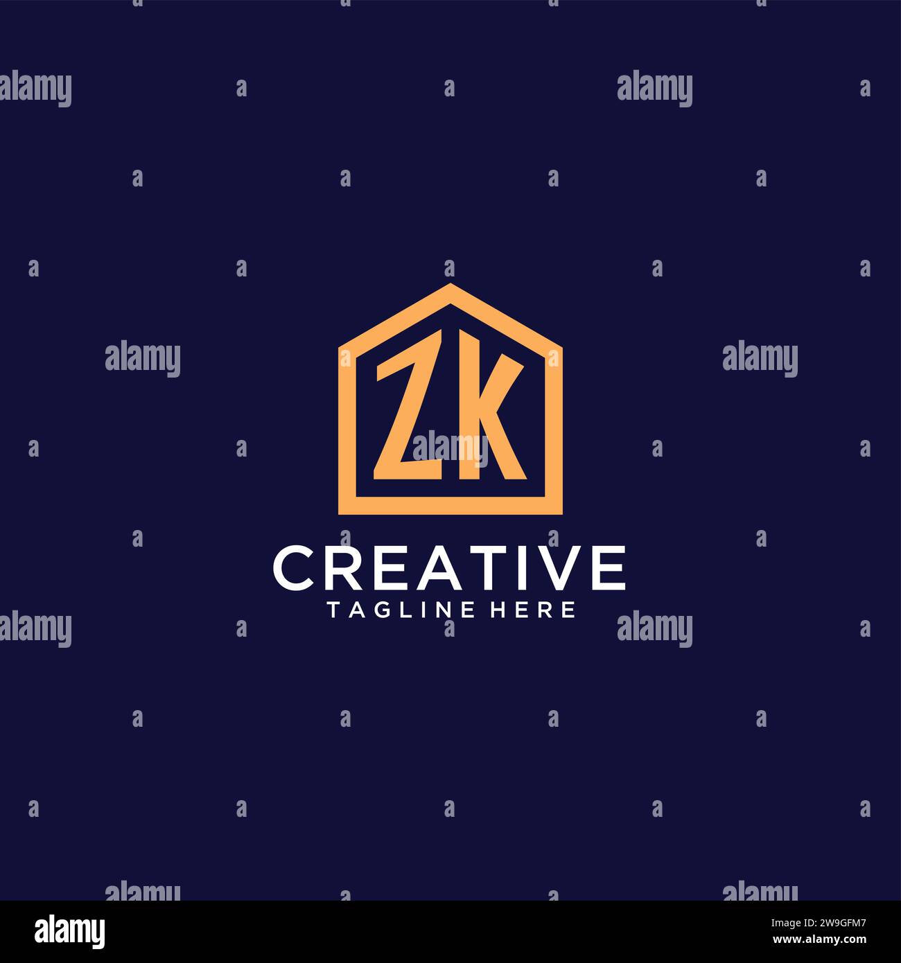 Initial ZK logo with abstract home shape, modern minimalist realty logo ...