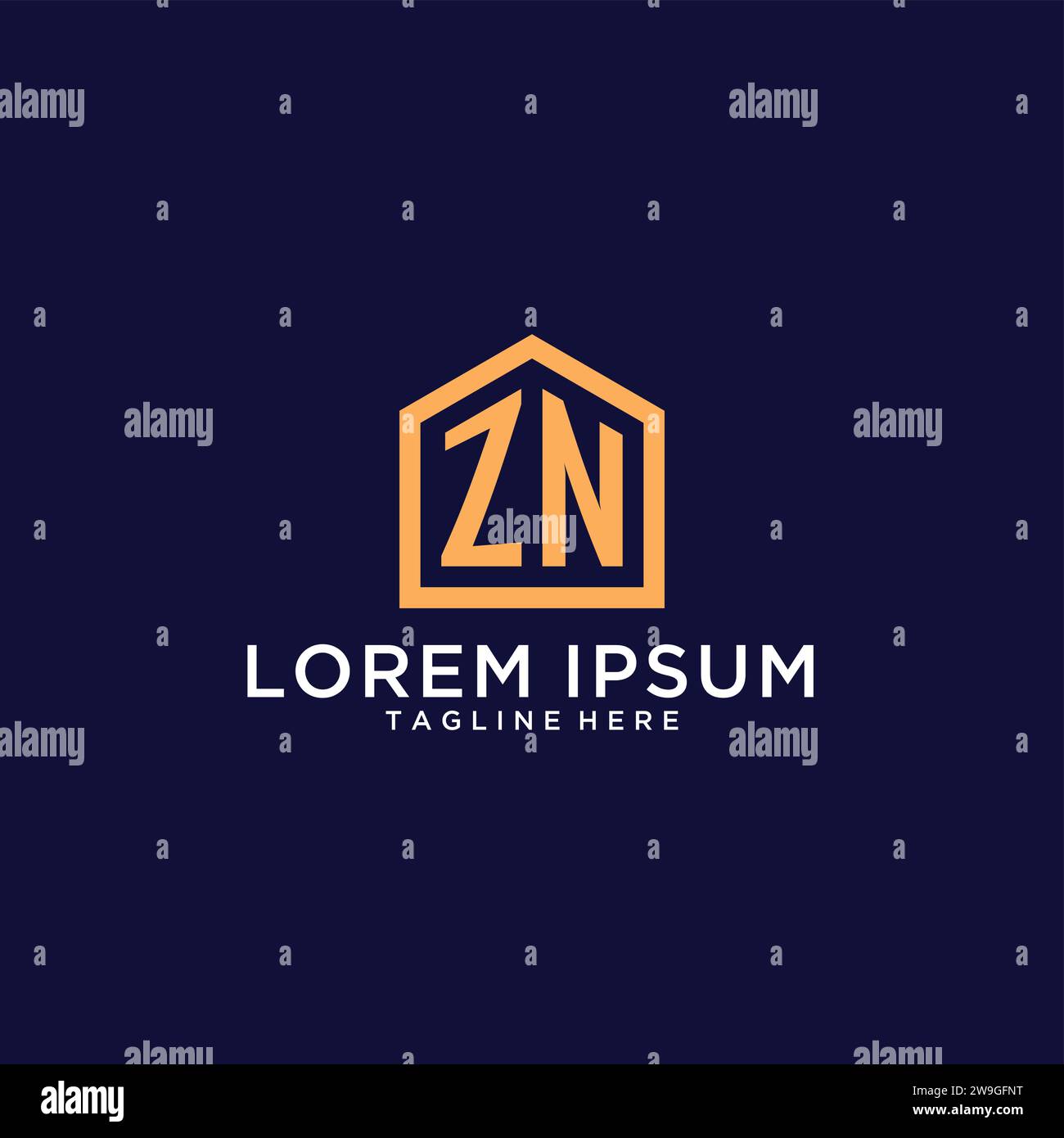 Initial ZN logo with abstract home shape, modern minimalist realty logo design ideas vector ...
