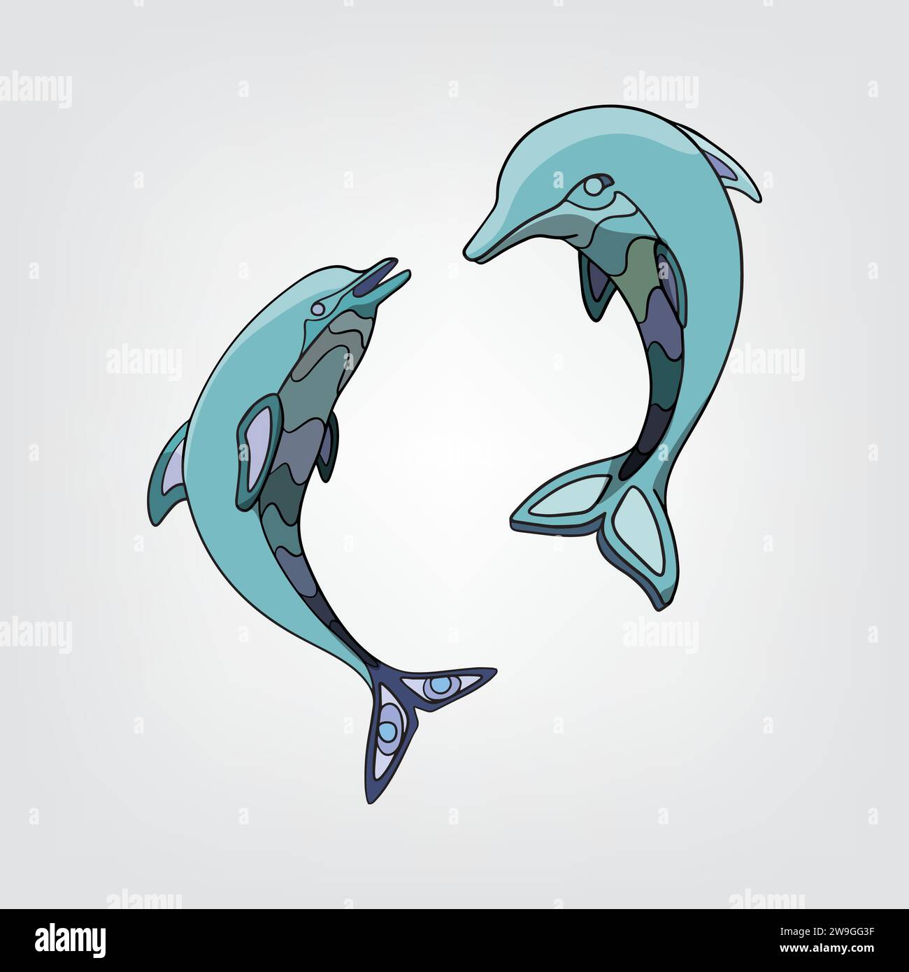 Vector illustration of isolated cartoon dolphins Stock Vector Image ...