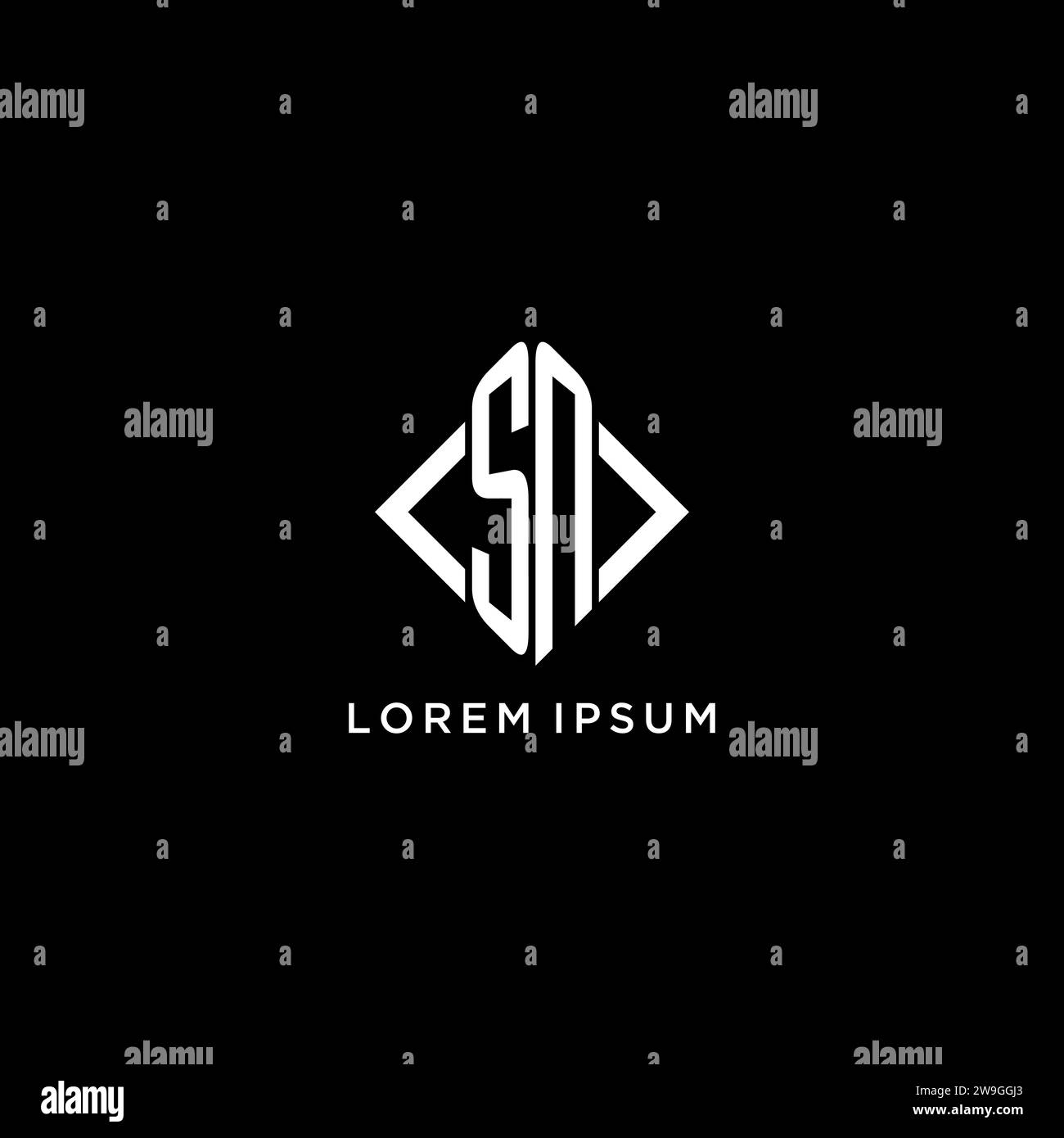 SN initial monogram with rhombus shape logo design ideas Stock Vector ...