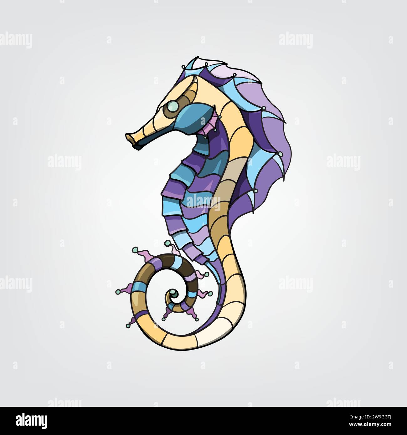 Vector illustration of isolated cartoon seahorse Stock Vector Image ...