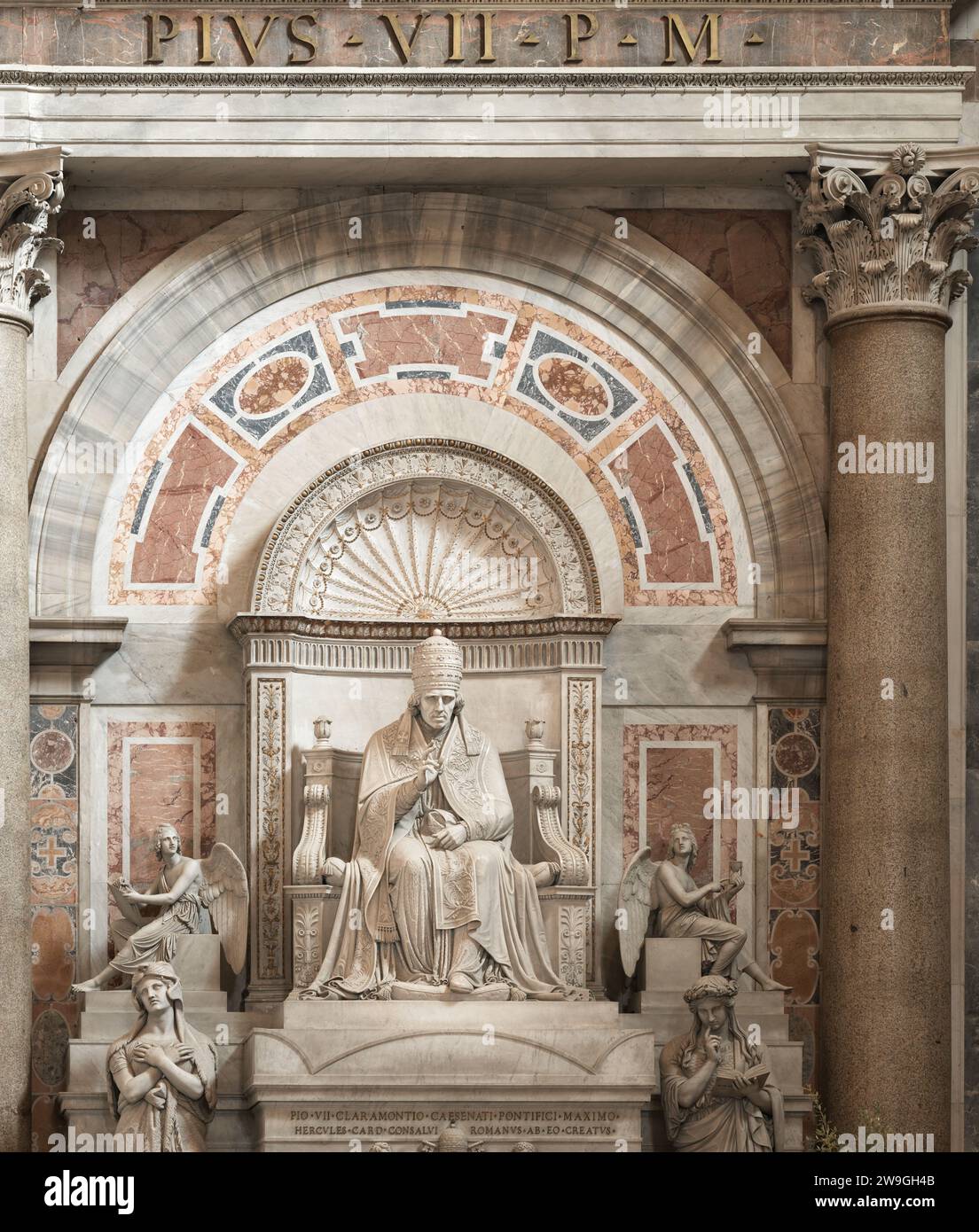 Statue in memory of Pope Pius VII ; St Peter's basilica, Vatican, Rome ...