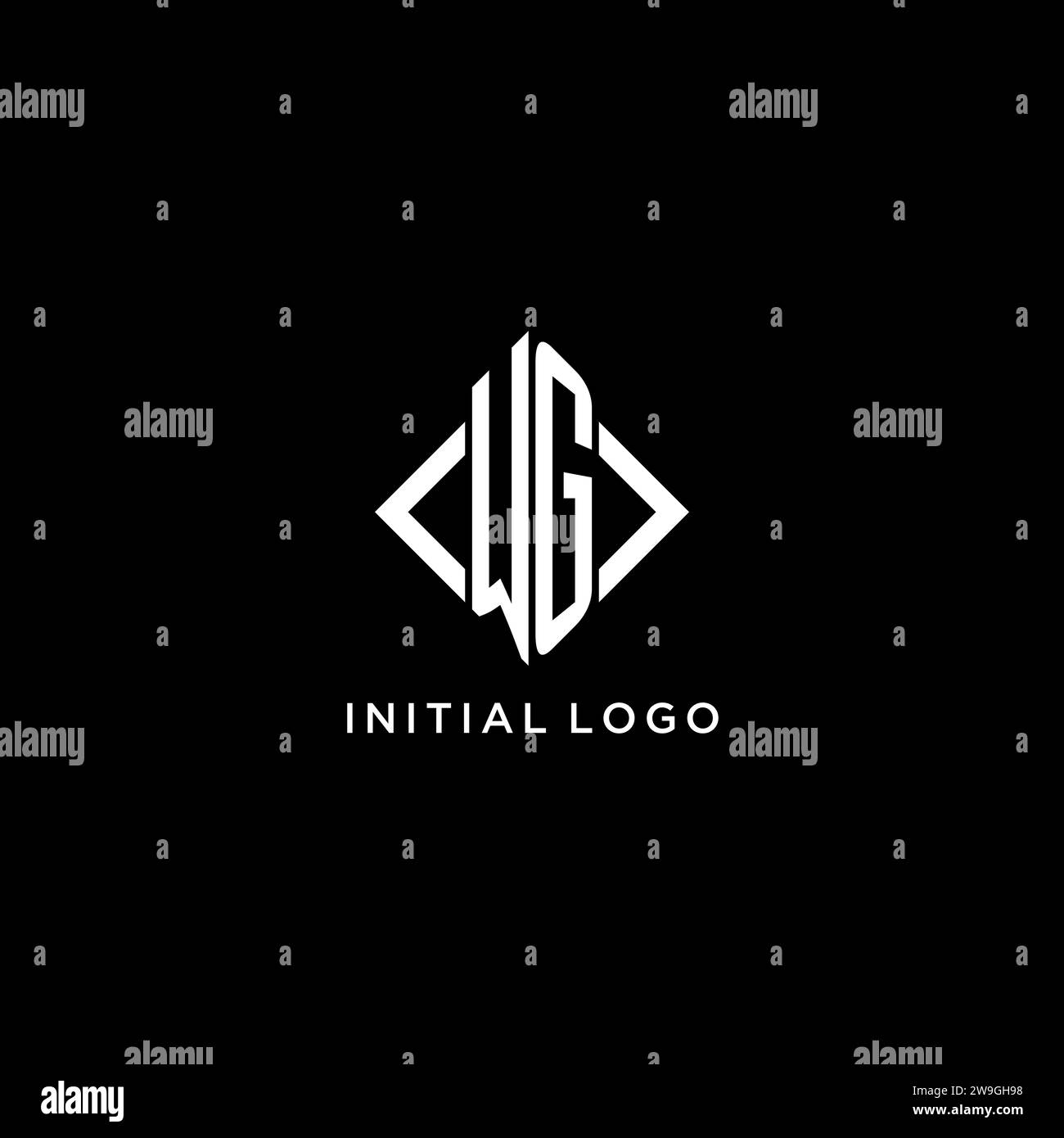 WG initial monogram with rhombus shape logo design ideas Stock Vector ...