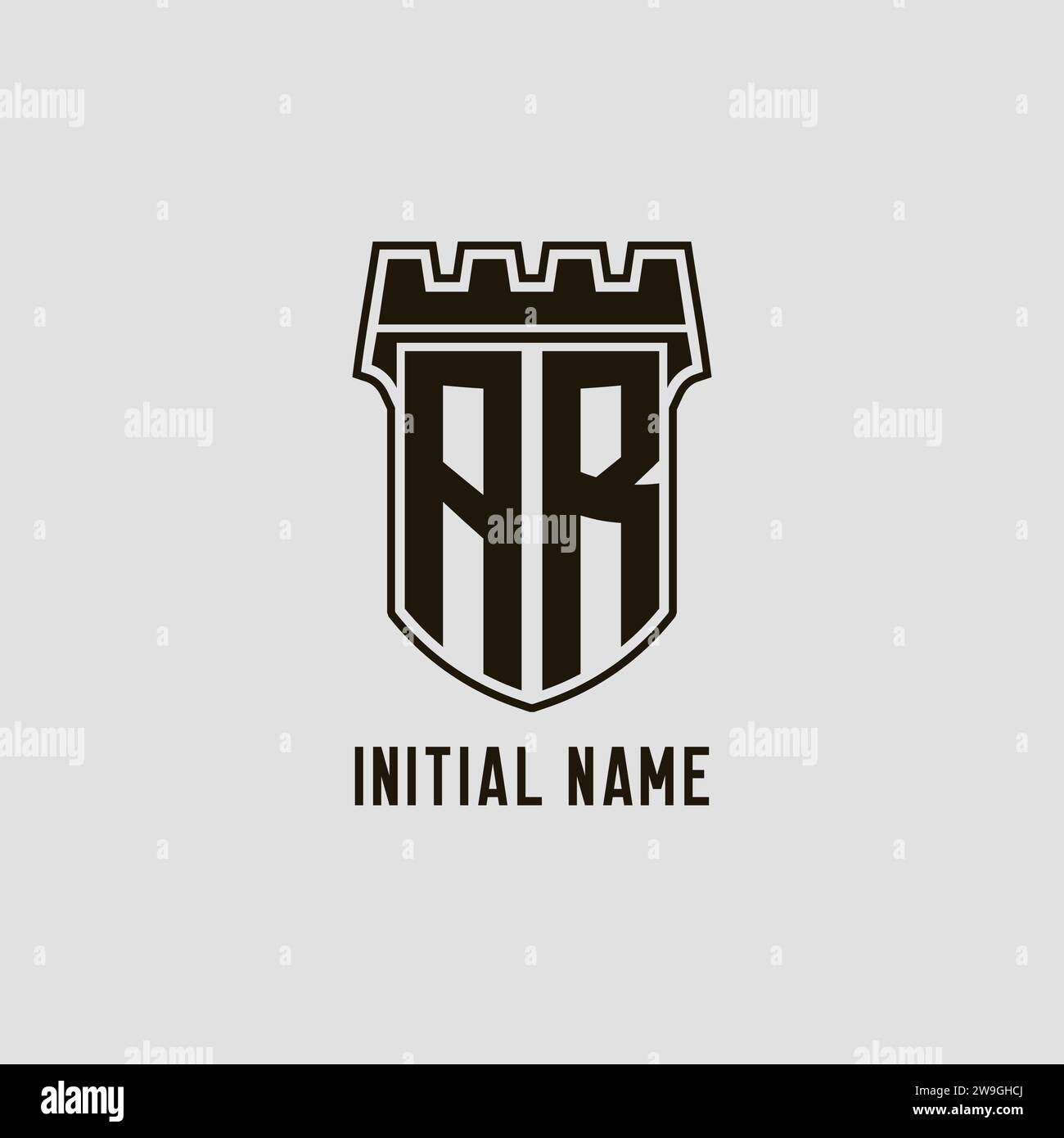 Monogram AR with shield fortress logo design style vector graphic Stock ...