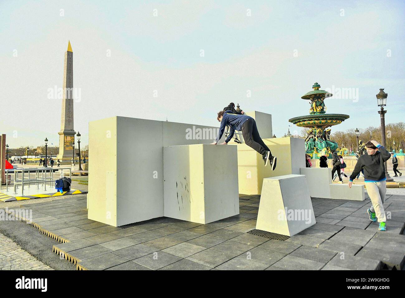 The Concorde Park is inaugurated on December 27, 2023 in Paris, France ...