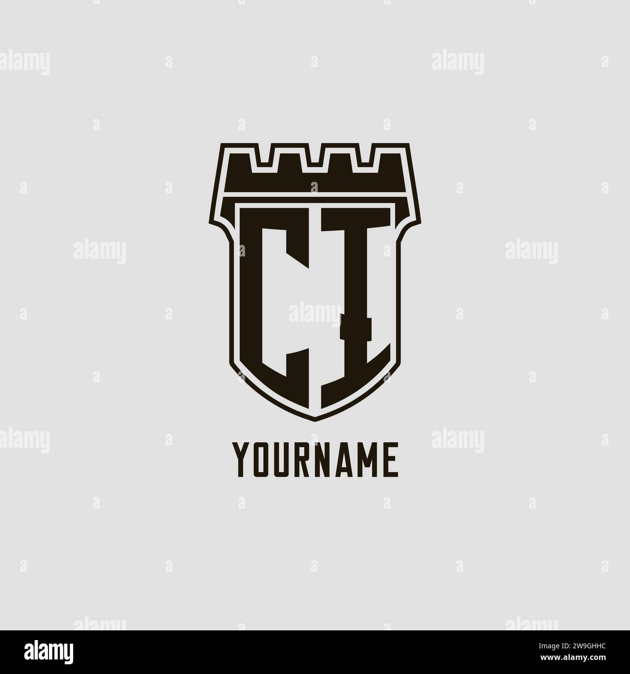 Monogram CI with shield fortress logo design style vector graphic Stock Vector Image & Art - Alamy