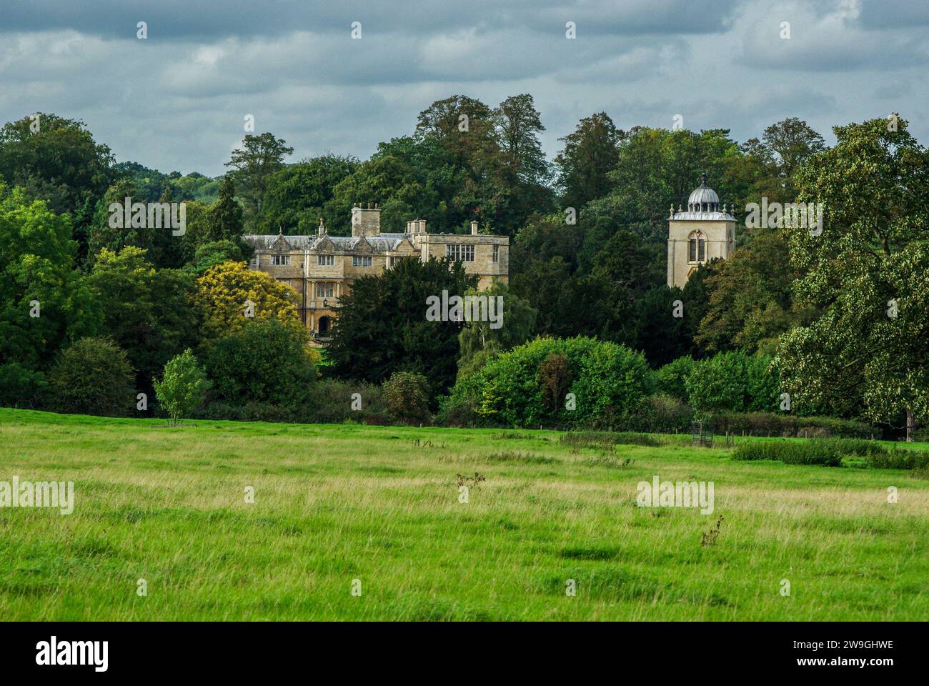 Gayhurst Court and the tower of the church of St Peter, viewed from ...