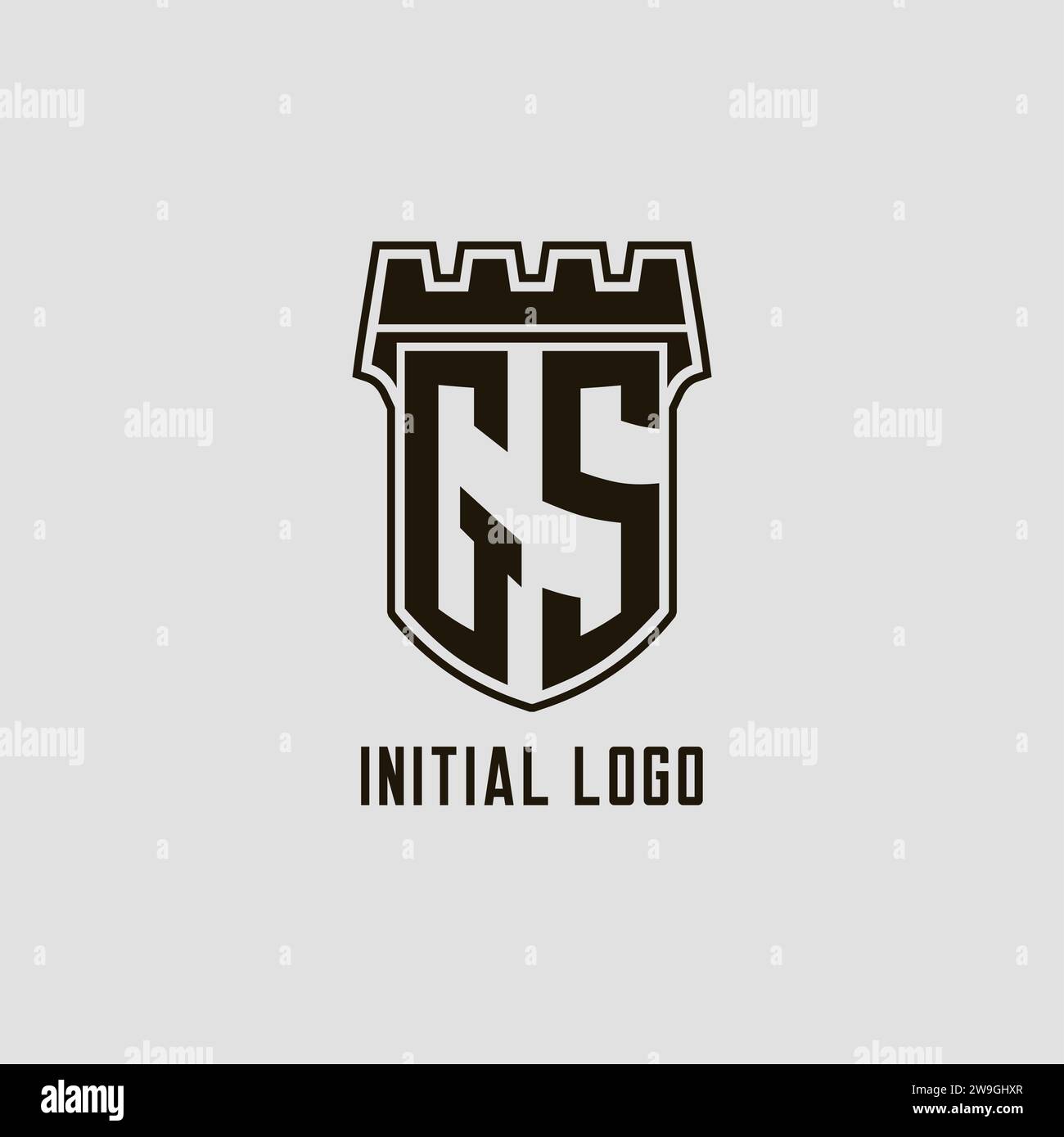 Monogram GS with shield fortress logo design style vector graphic Stock ...