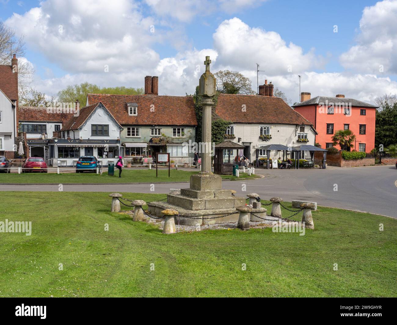 War memorial on the green in the pretty village of Finchingfield, Essex ...