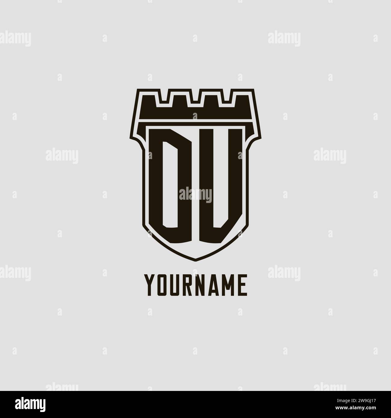 Monogram DV with shield fortress logo design style vector graphic Stock ...