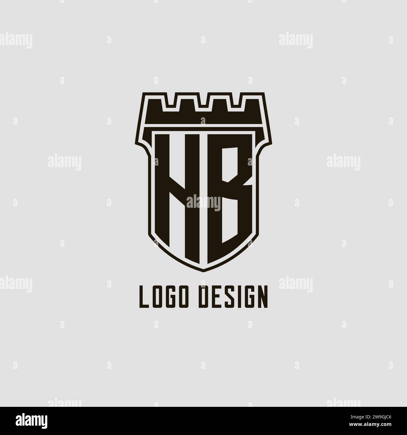 Monogram HB with shield fortress logo design style vector graphic Stock ...
