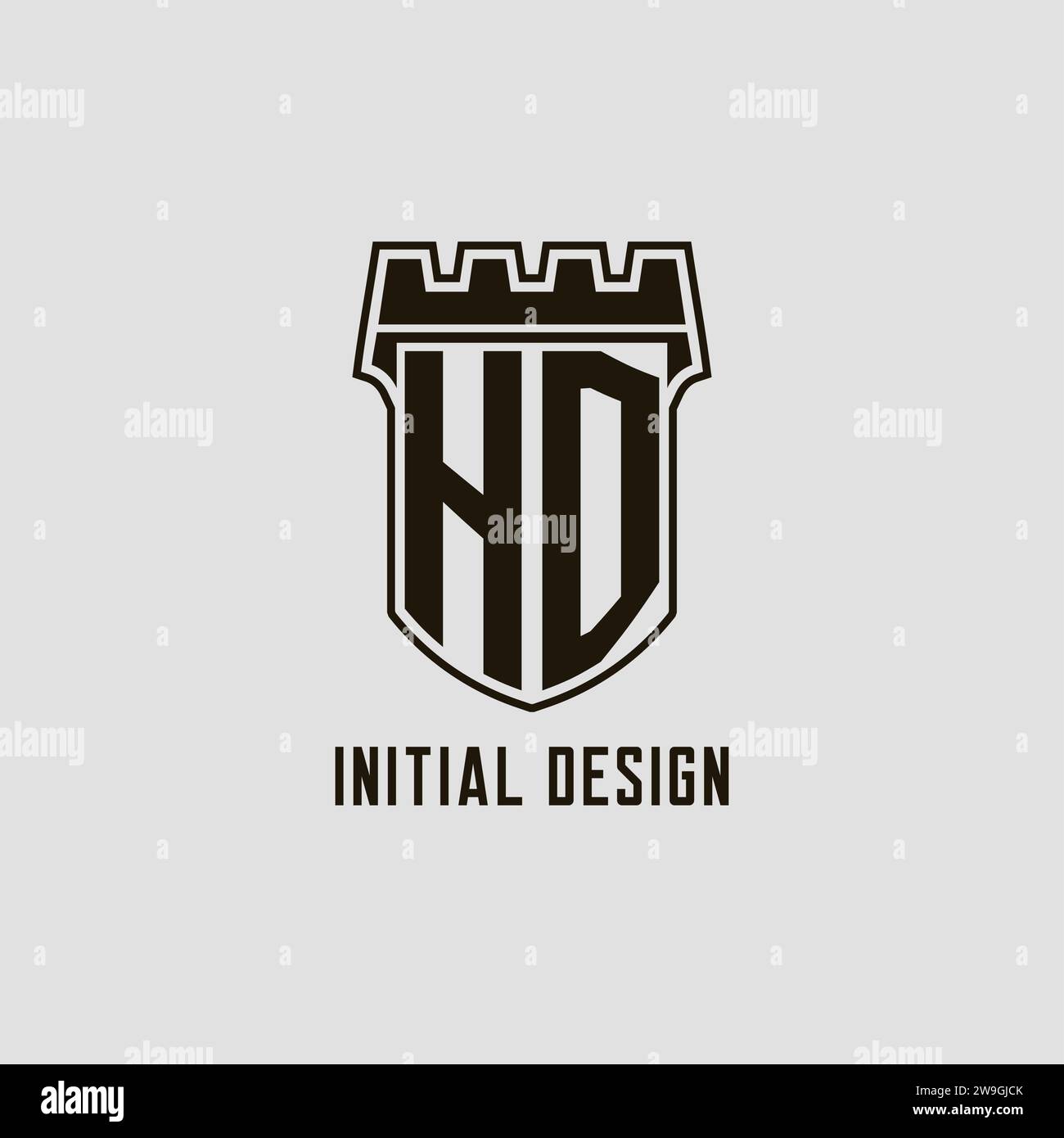Monogram HD with shield fortress logo design style vector graphic Stock ...