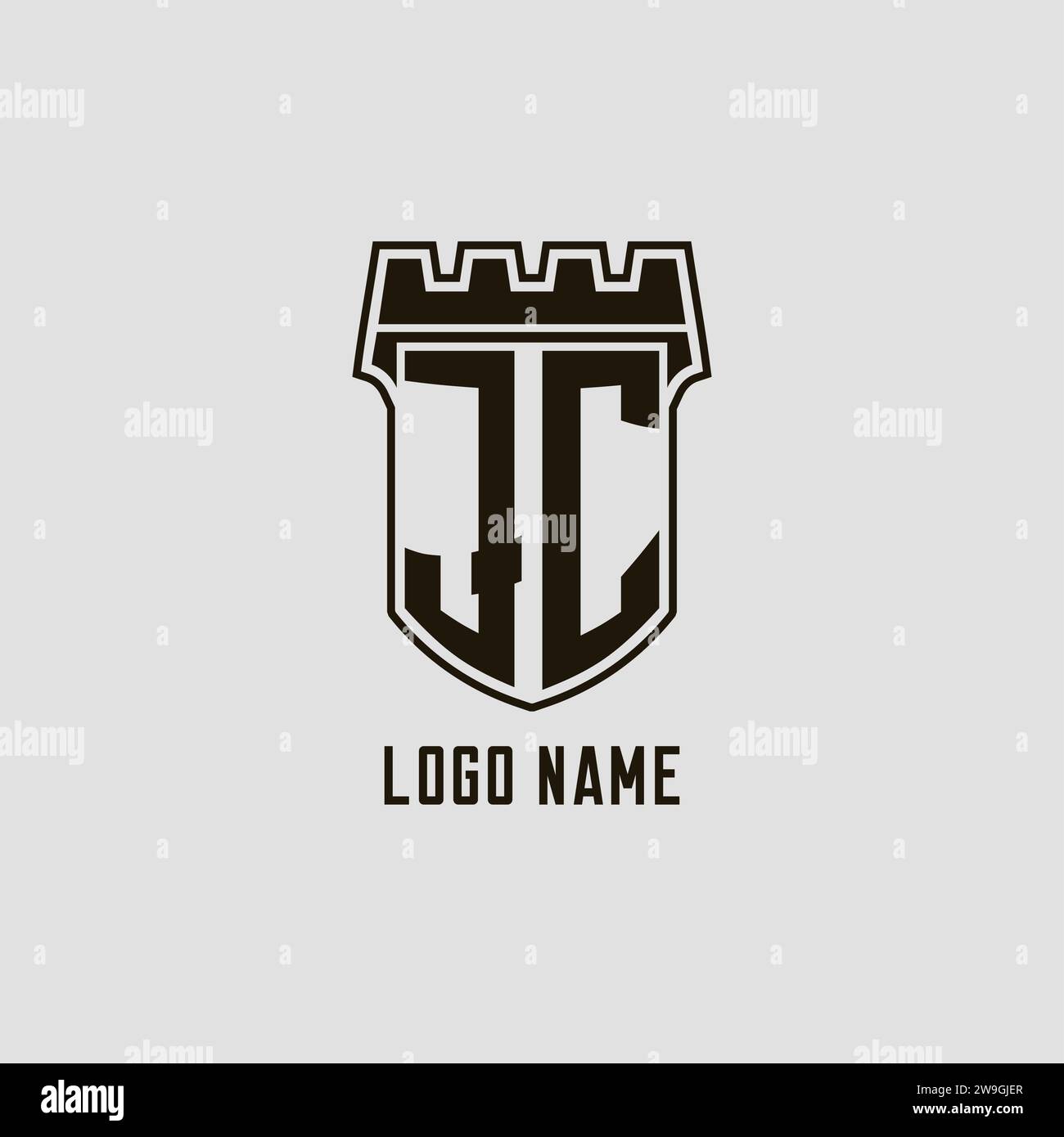 Monogram JC with shield fortress logo design style vector graphic Stock Vector Image & Art - Alamy