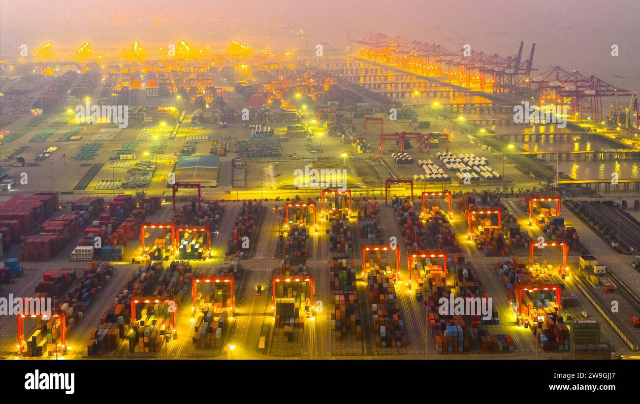 Aerial photo shows the busy Taicang Port in Taicang City, east China's ...