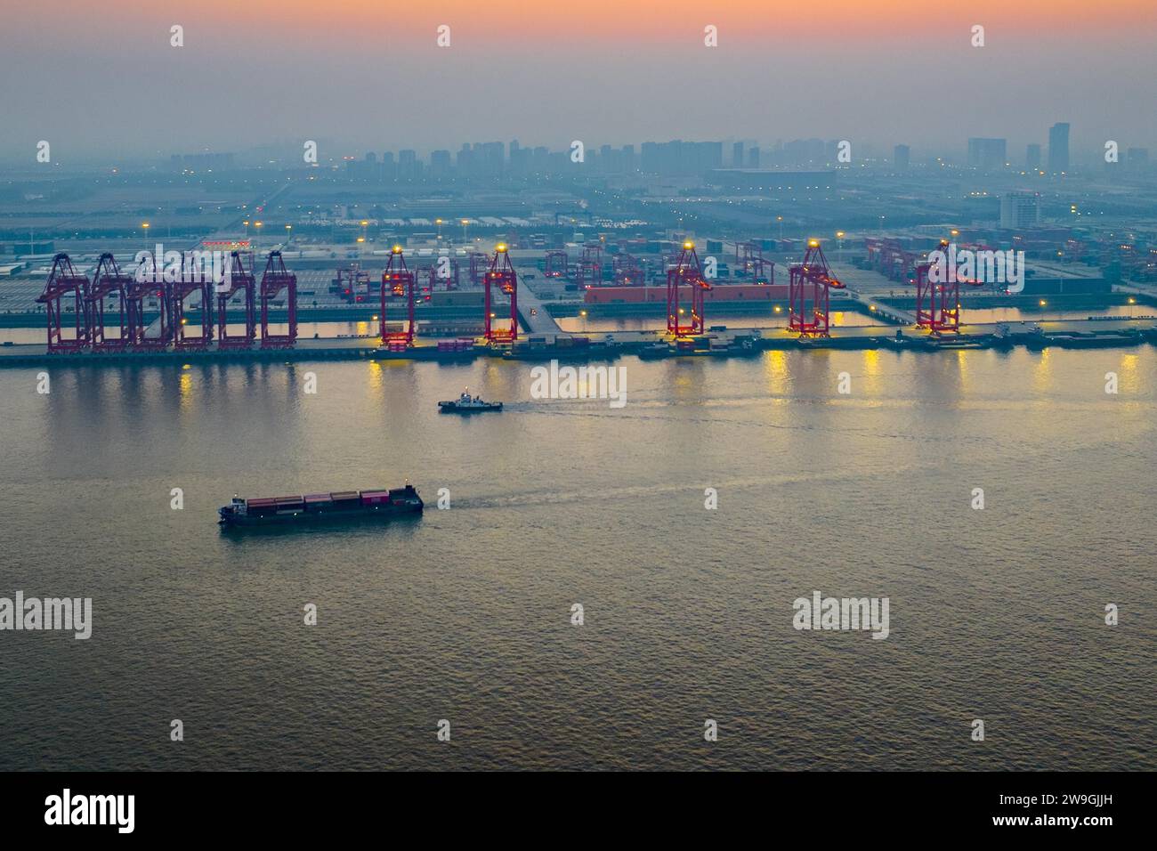 Aerial photo shows the busy Taicang Port in Taicang City, east China's ...