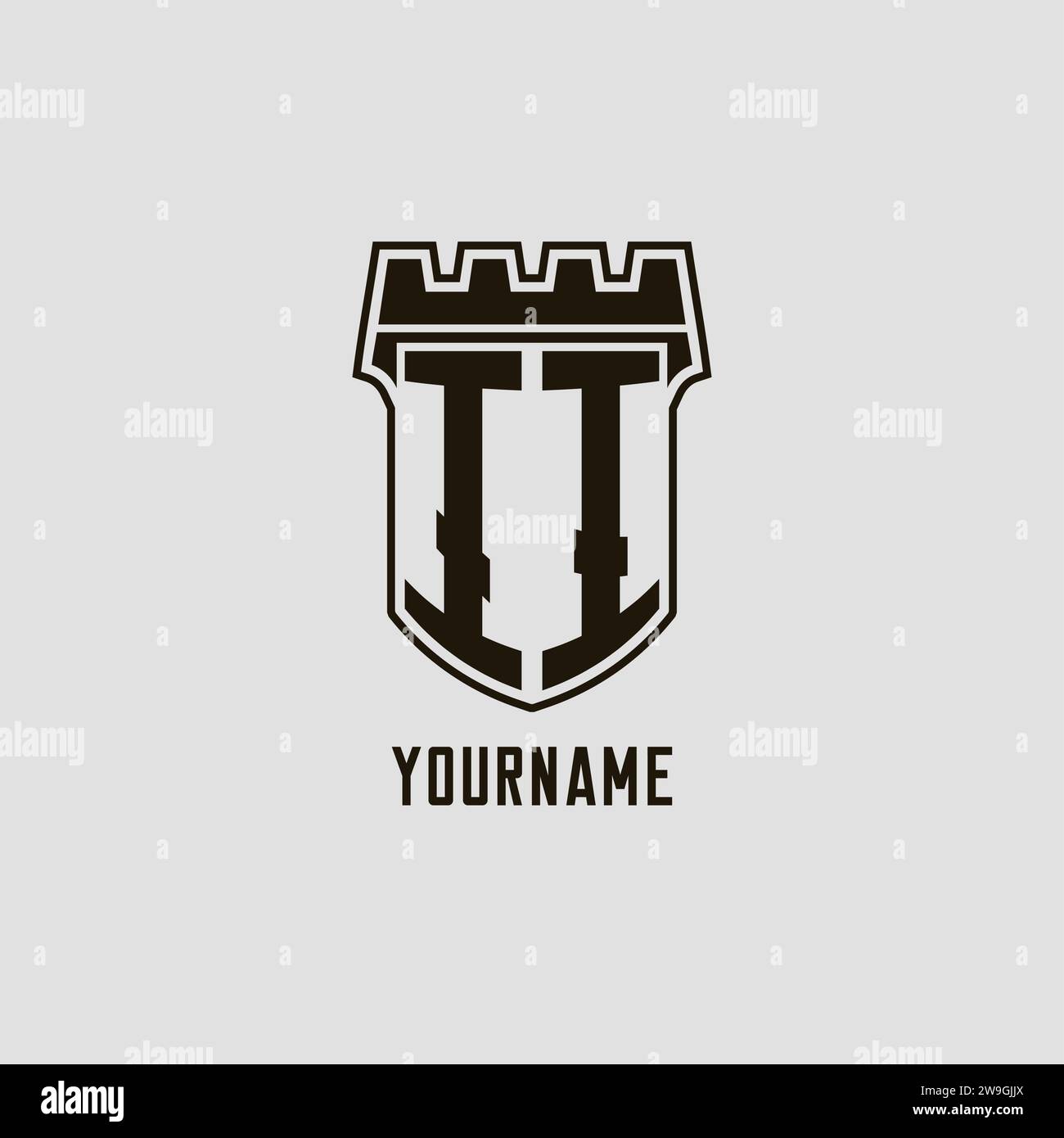 Monogram II with shield fortress logo design style vector graphic Stock Vector Image & Art - Alamy