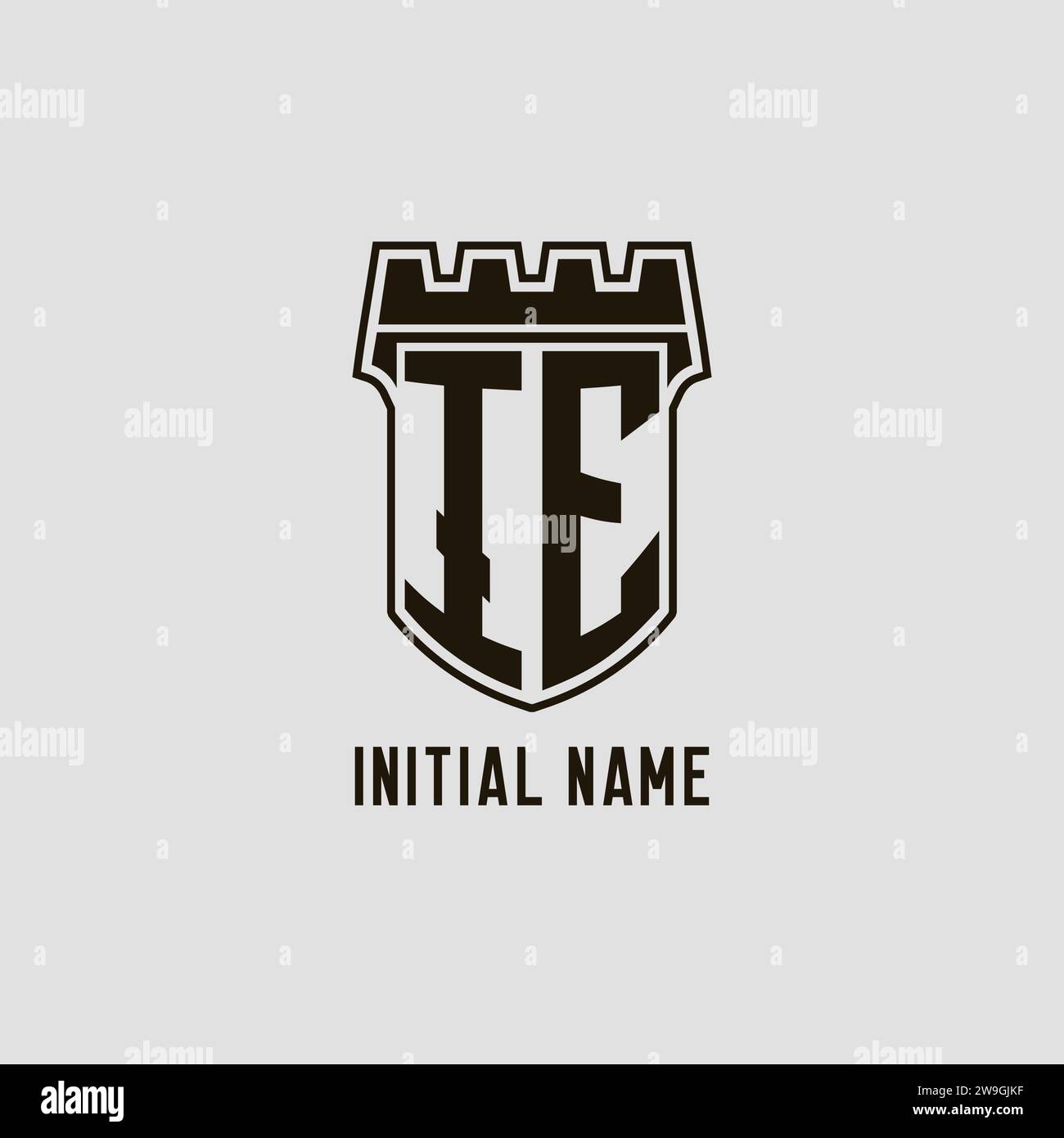 Monogram IE with shield fortress logo design style vector graphic Stock ...