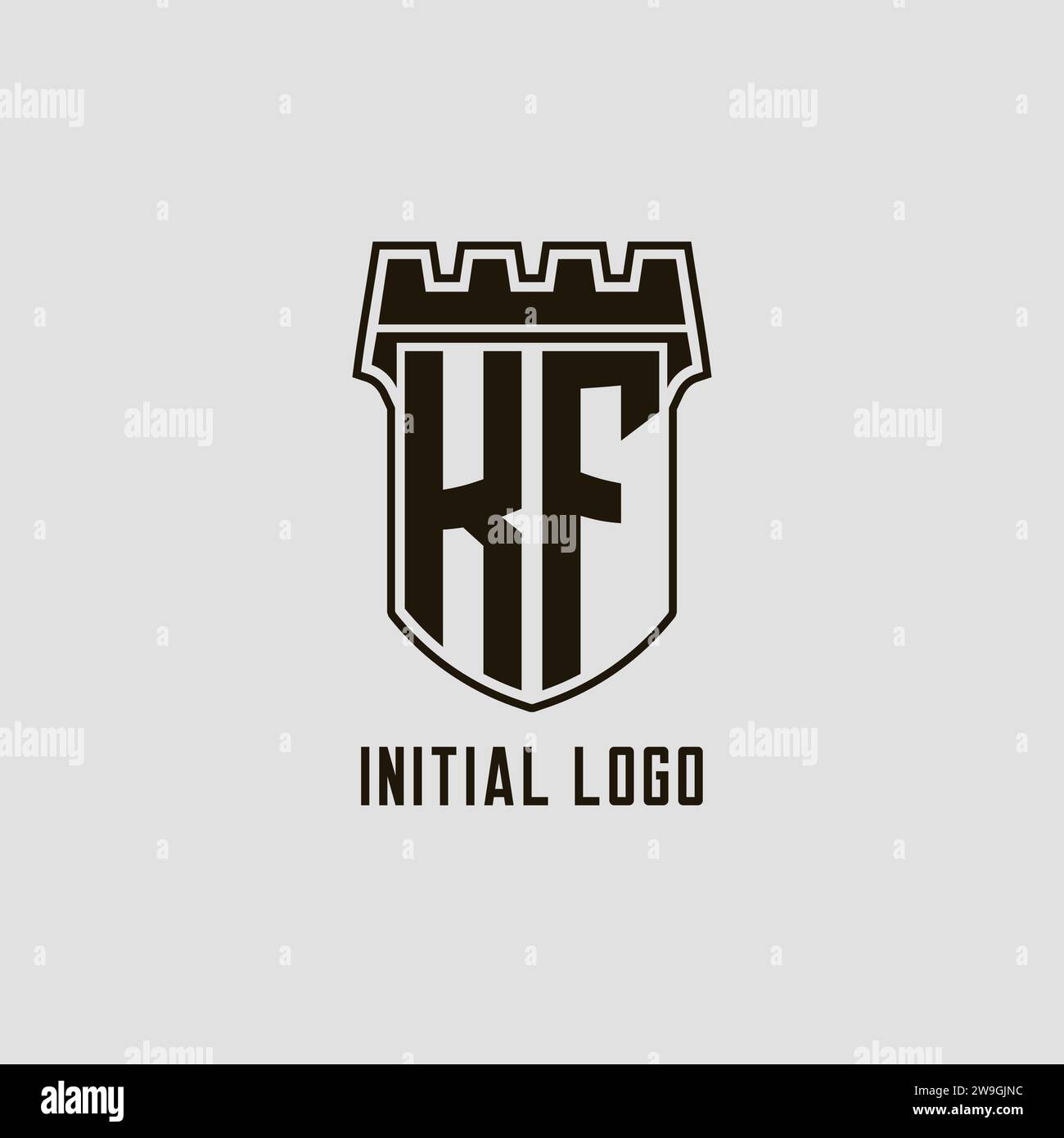 Monogram KF with shield fortress logo design style vector graphic Stock Vector Image & Art - Alamy