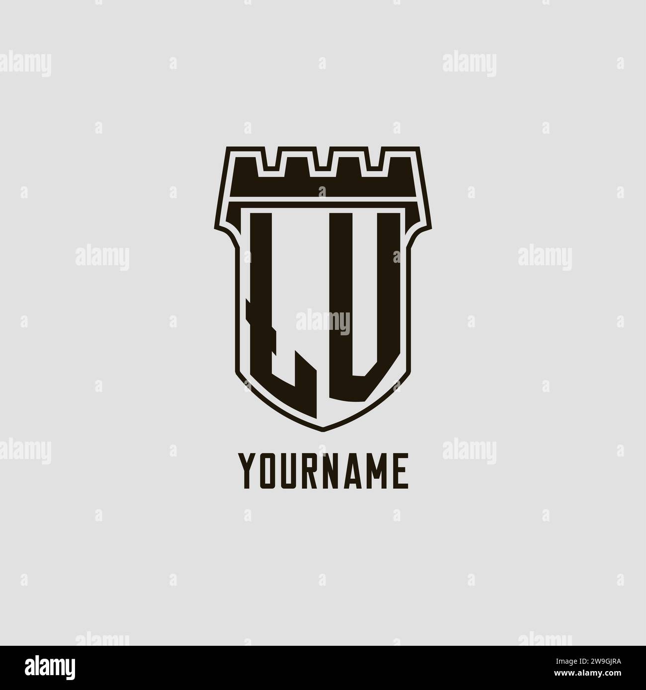 Monogram LV with shield fortress logo design style vector graphic Stock ...