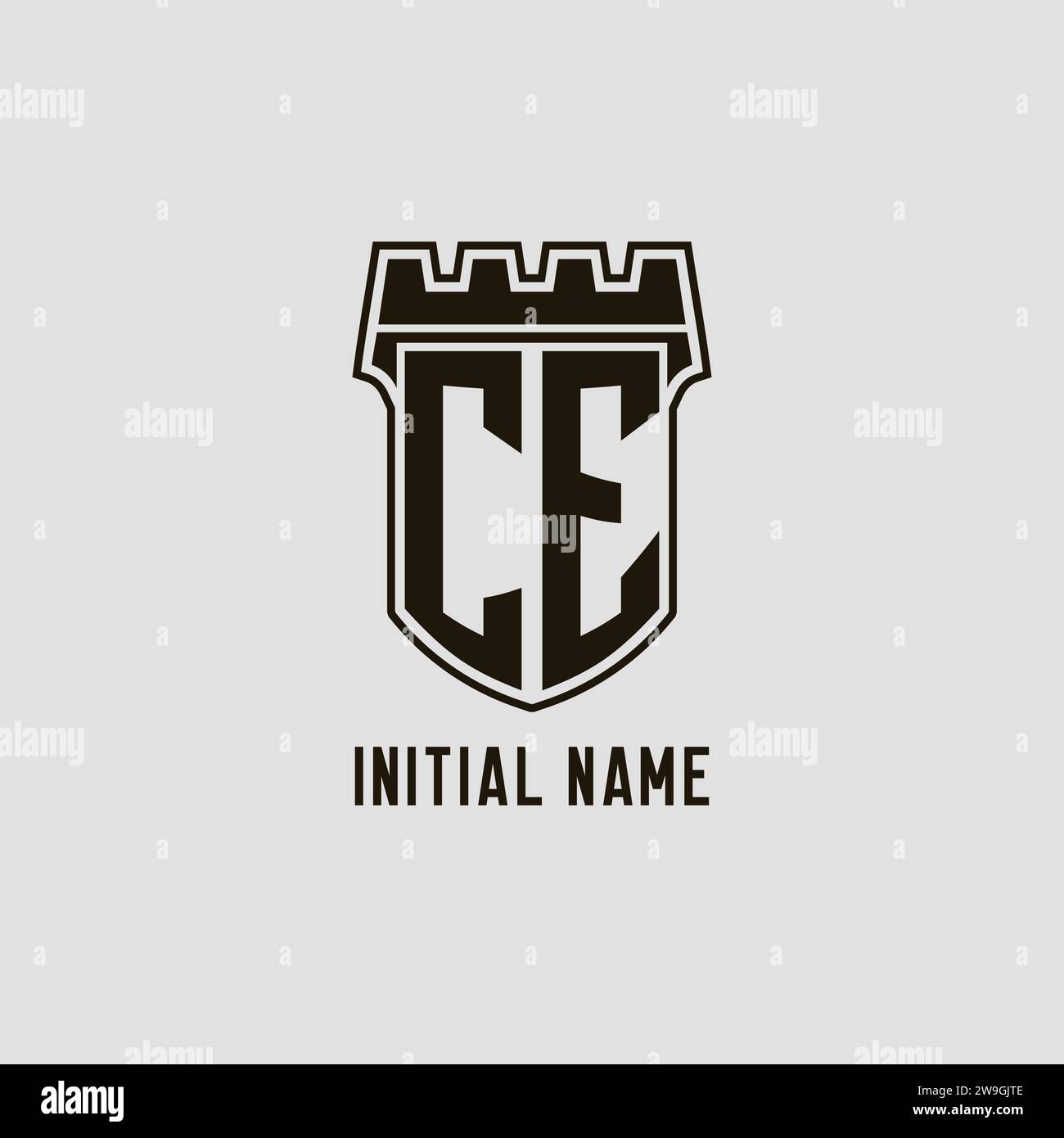 Monogram CE with shield fortress logo design style vector graphic Stock ...