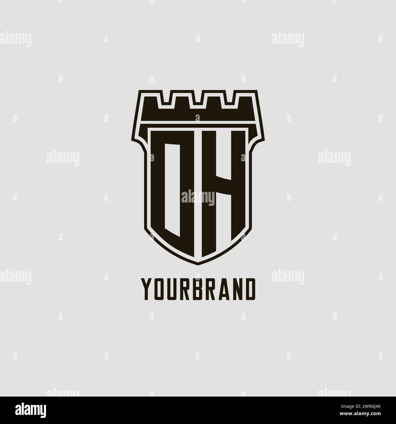 Monogram OH with shield fortress logo design style vector graphic Stock ...