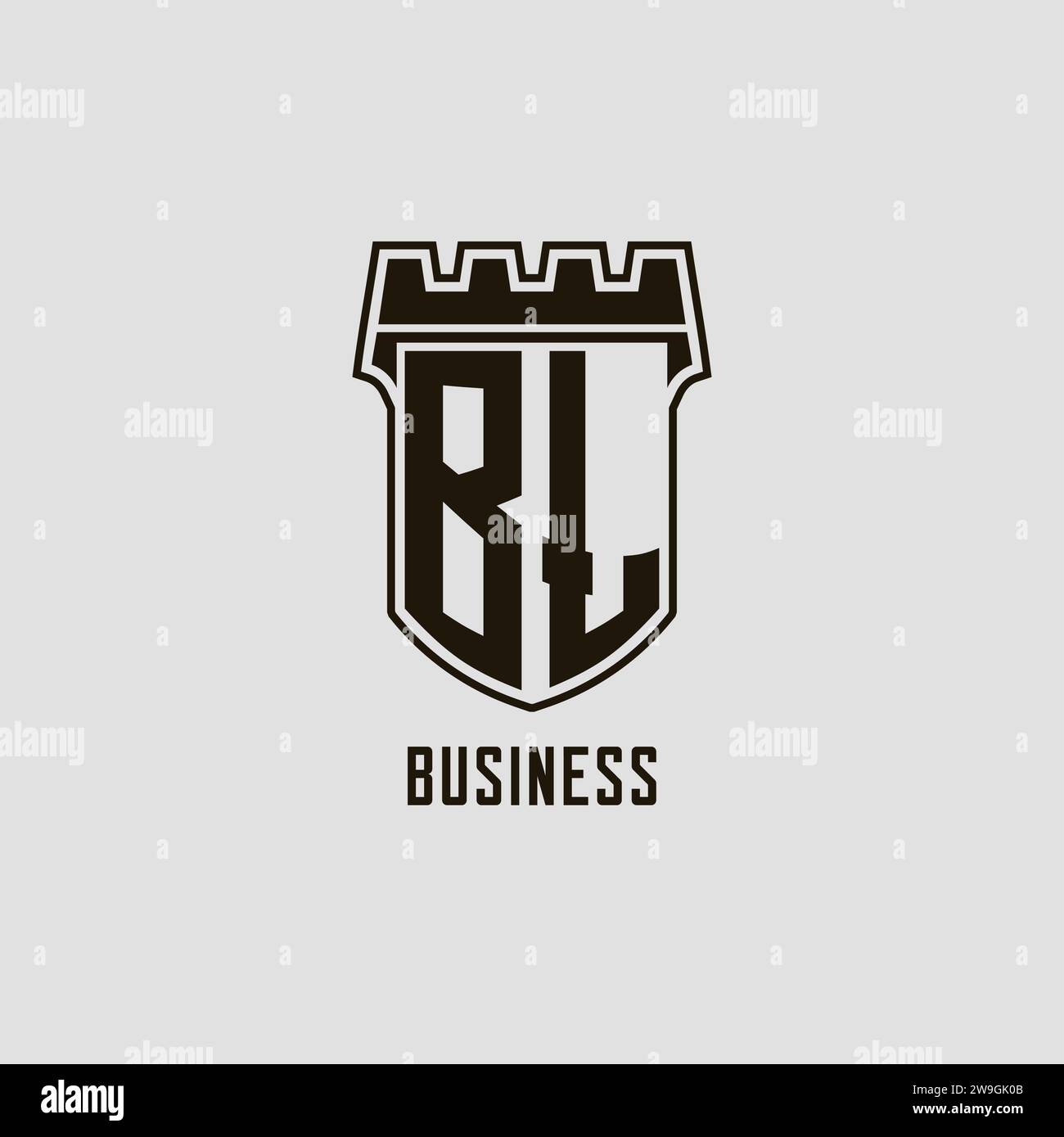 Monogram BL with shield fortress logo design style vector graphic Stock ...