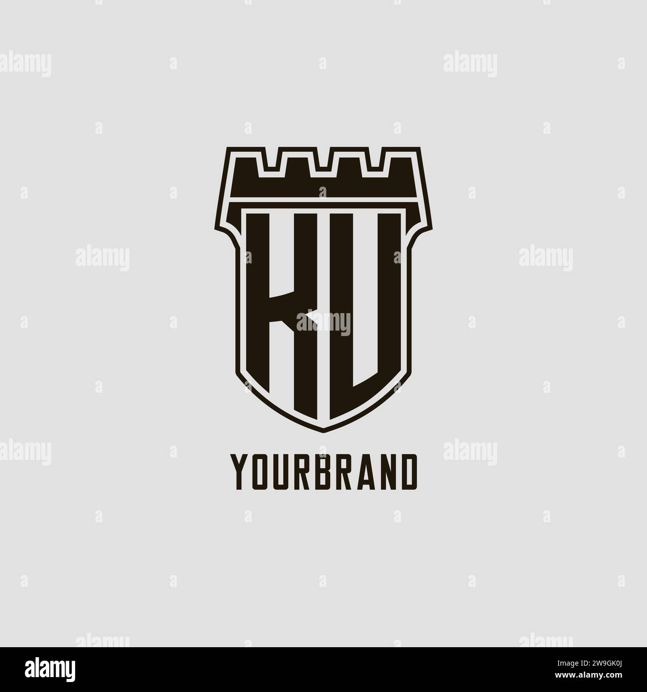 Monogram KU with shield fortress logo design style vector graphic Stock ...