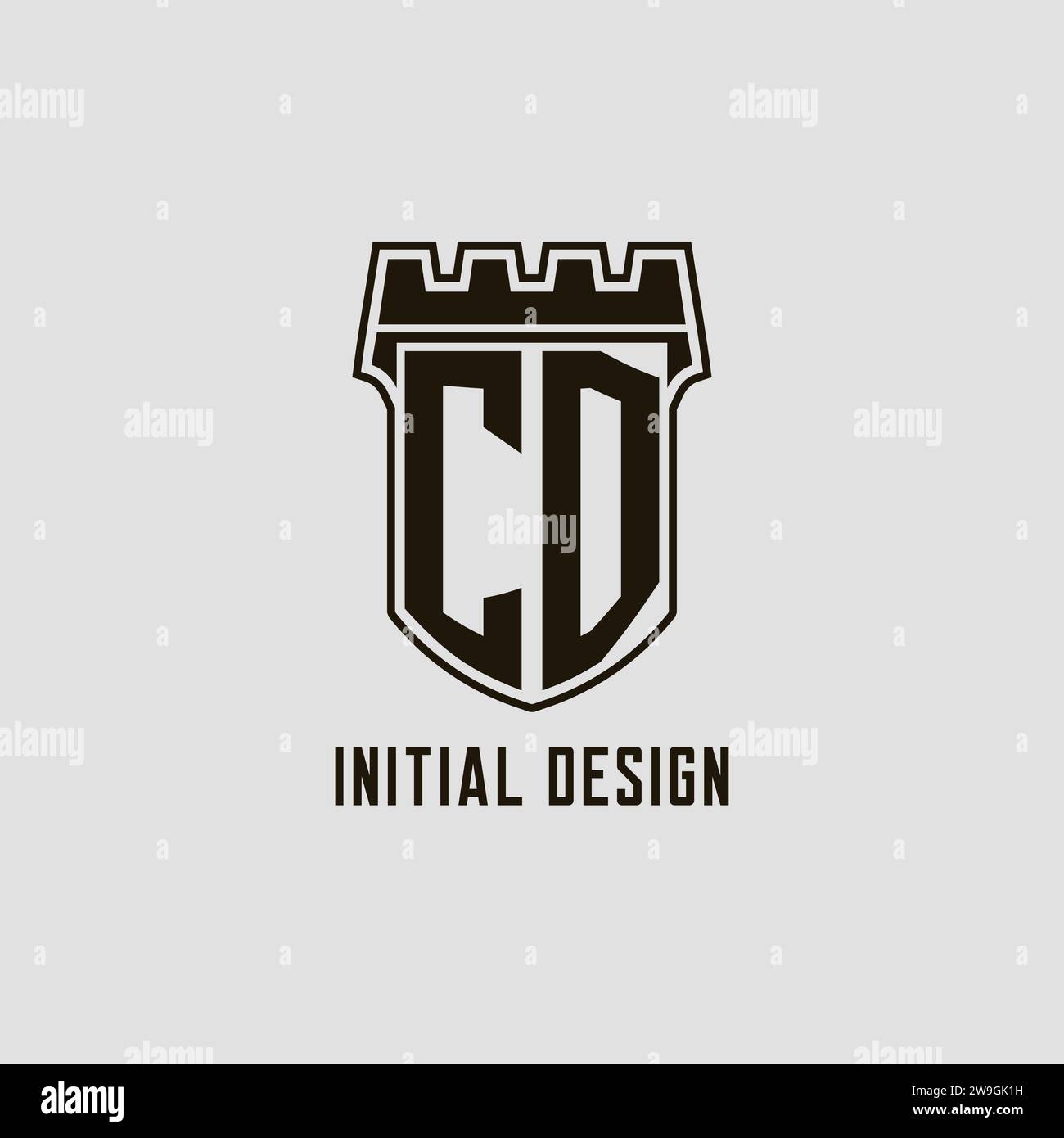 Monogram CD with shield fortress logo design style vector graphic Stock ...