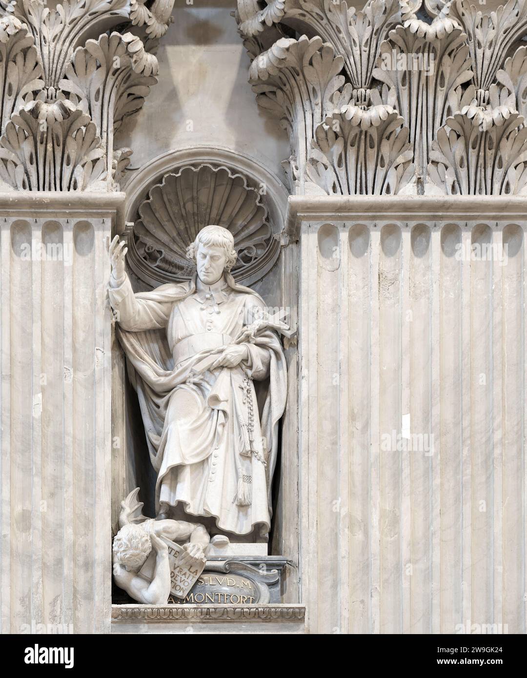 Statue in memory of St Louis de Montfort, a devotee to Mary the mother ...