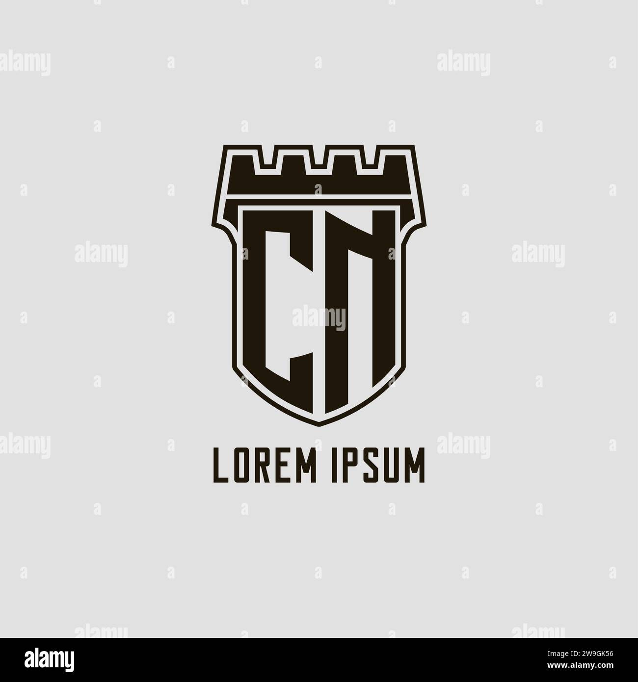 Monogram CN with shield fortress logo design style vector graphic Stock Vector Image & Art - Alamy