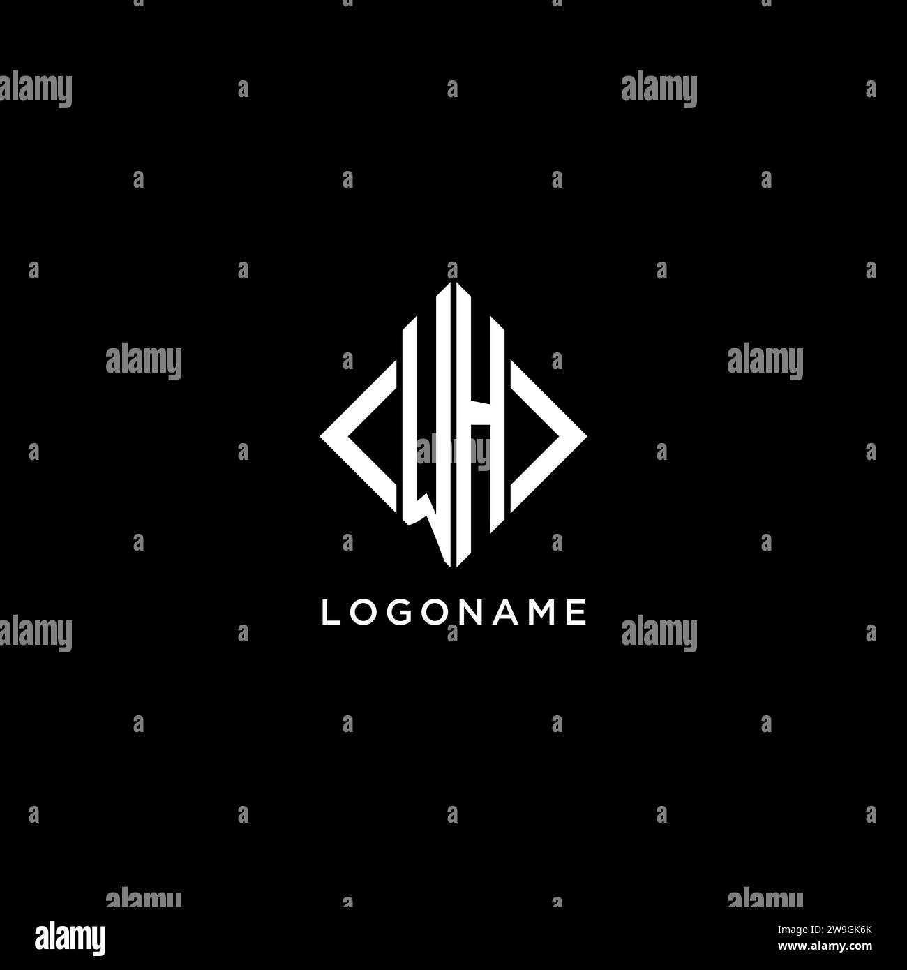 WH initial monogram with rhombus shape logo design ideas Stock Vector ...