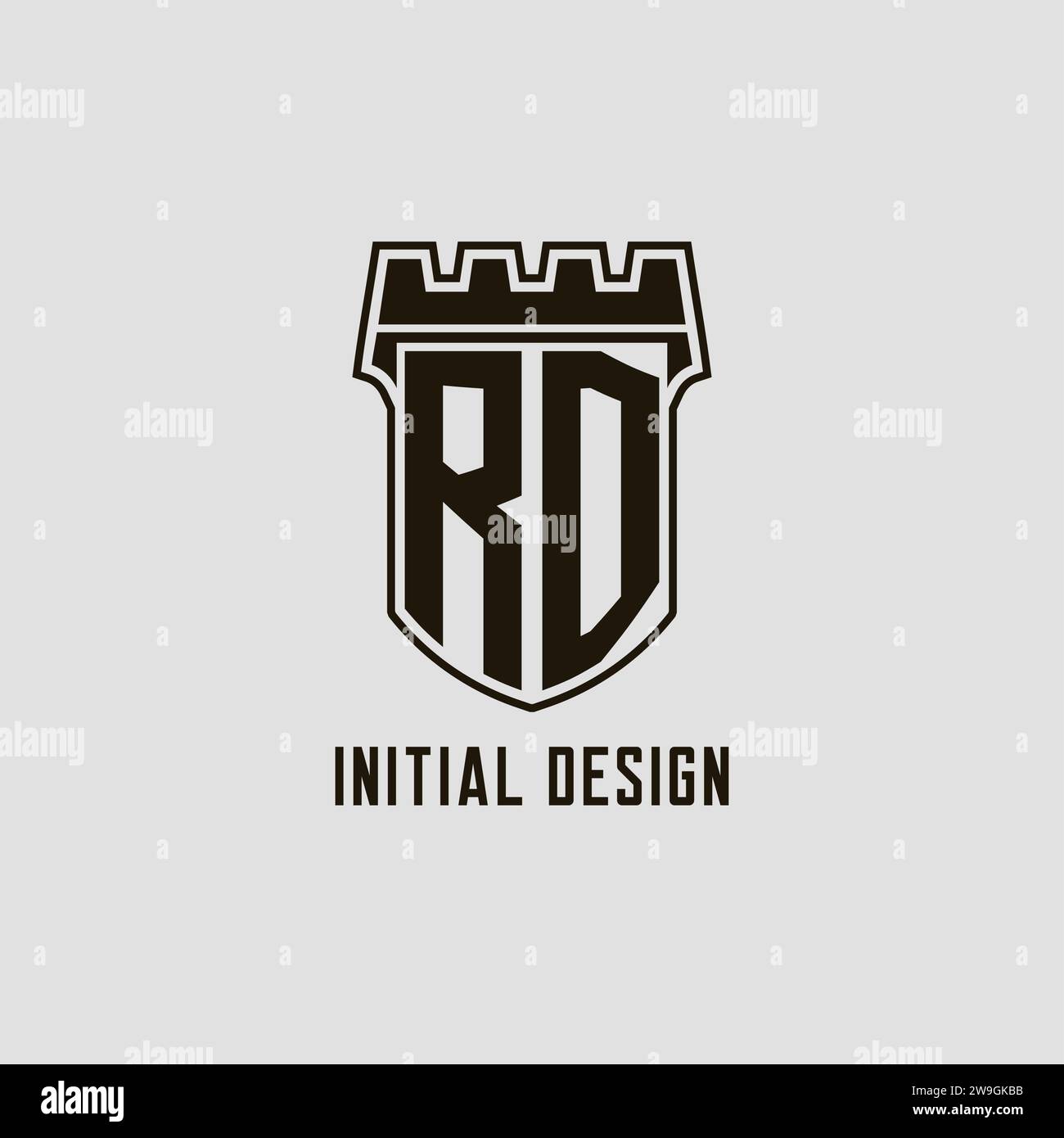 Monogram RD with shield fortress logo design style vector graphic Stock ...
