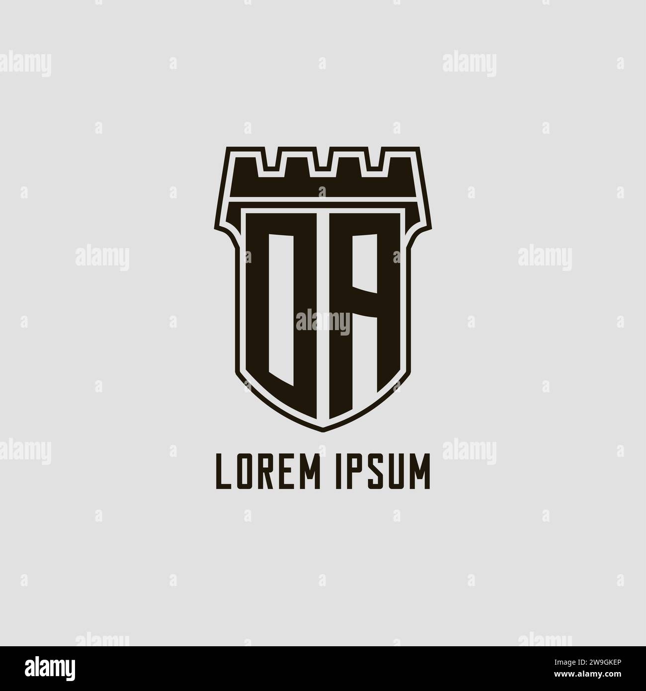 Monogram OA with shield fortress logo design style vector graphic Stock ...