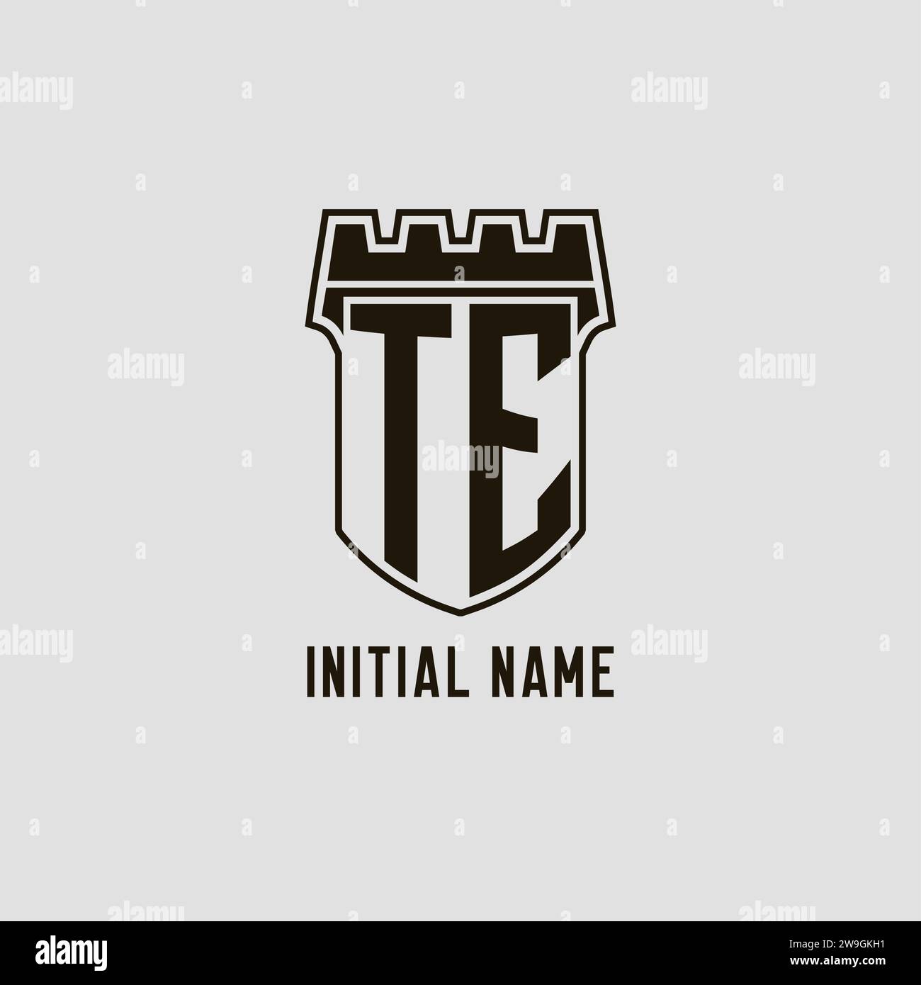 Monogram TE with shield fortress logo design style vector graphic Stock ...