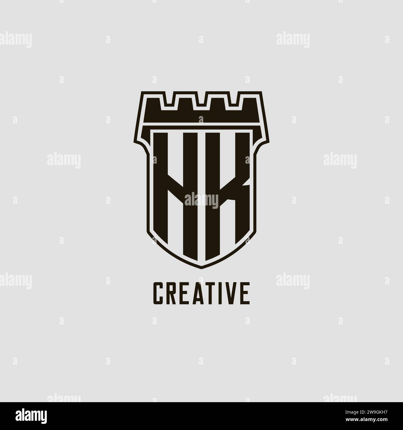 Monogram HK with shield fortress logo design style vector graphic Stock ...