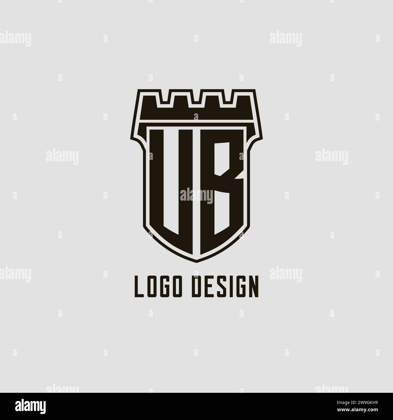 Monogram UB with shield fortress logo design style vector graphic Stock ...