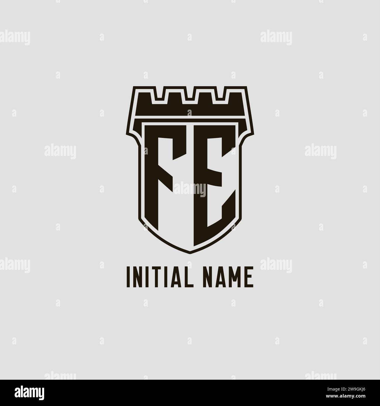Monogram FE with shield fortress logo design style vector graphic Stock Vector Image & Art - Alamy