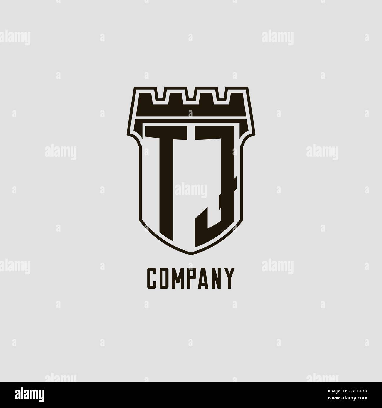 Monogram TJ with shield fortress logo design style vector graphic Stock Vector Image & Art - Alamy