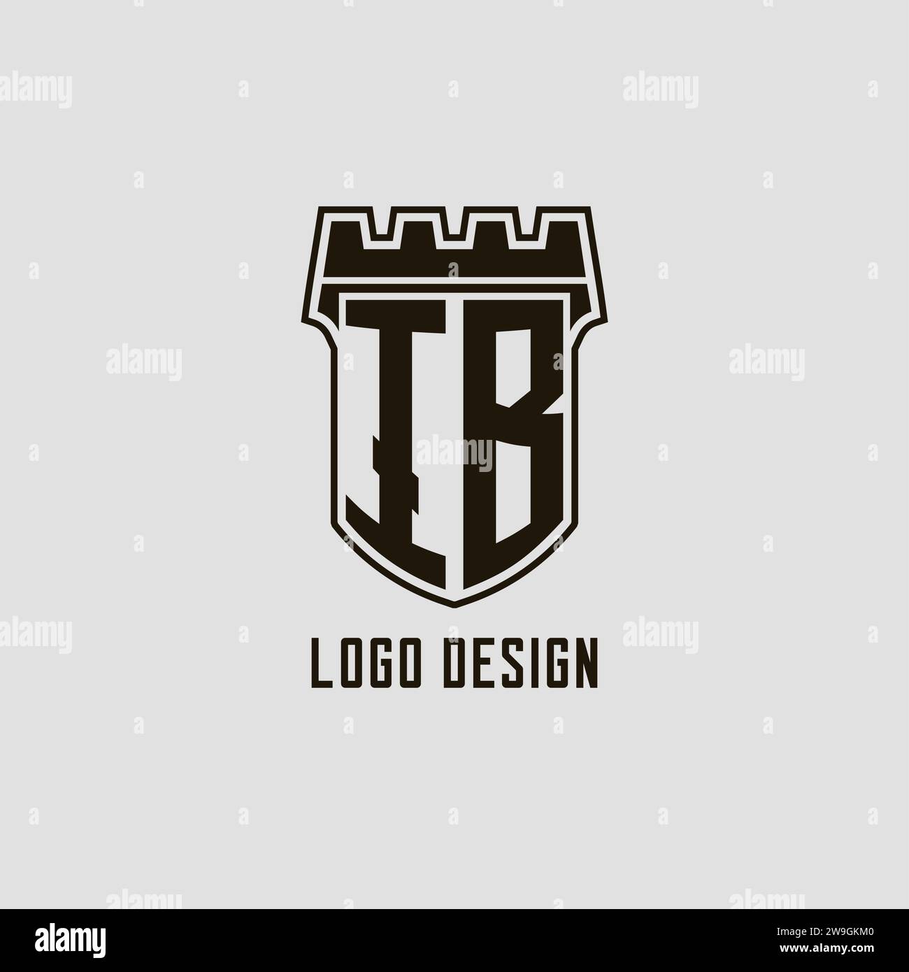 Monogram IB with shield fortress logo design style vector graphic Stock ...
