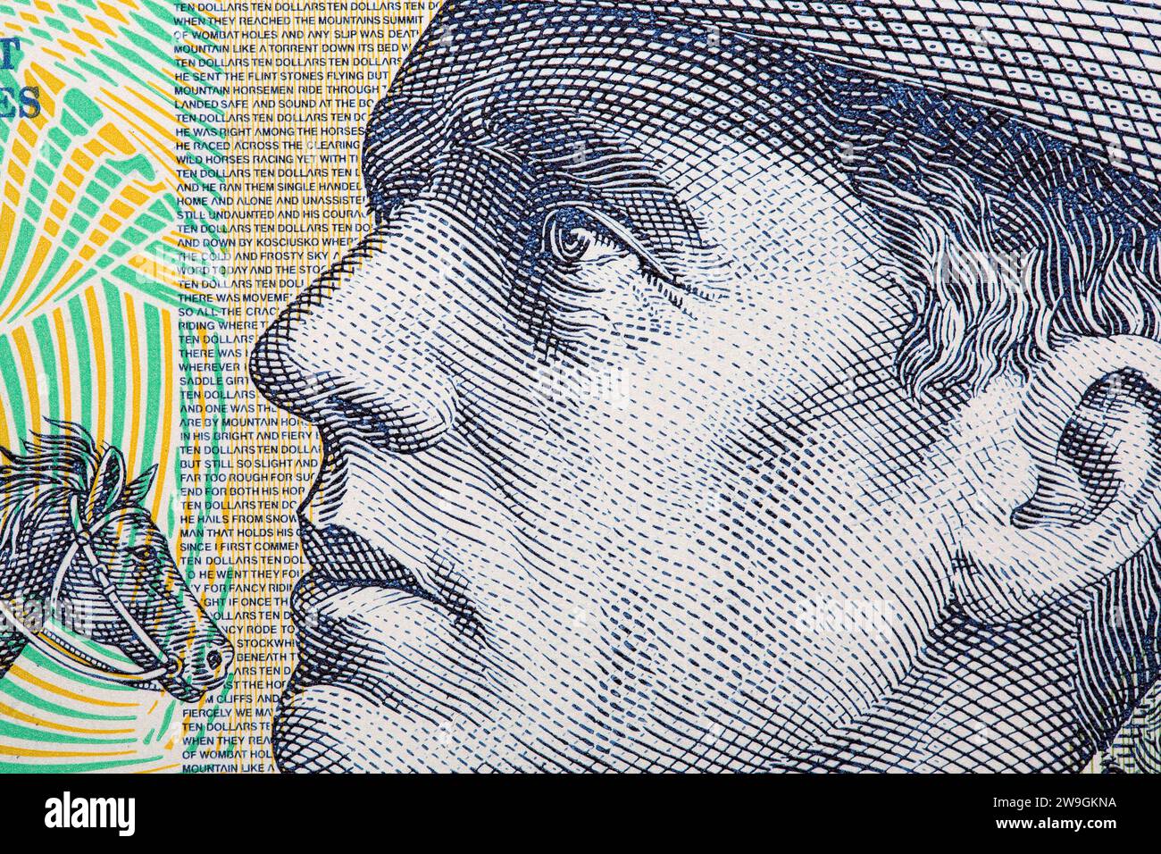 Banjo Paterson a closeup portrait from Australian money Stock Photo - Alamy